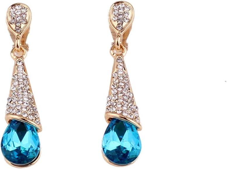 Long Water Drop Rhinestone Crystal Clip on Earrings No Pierced for ...