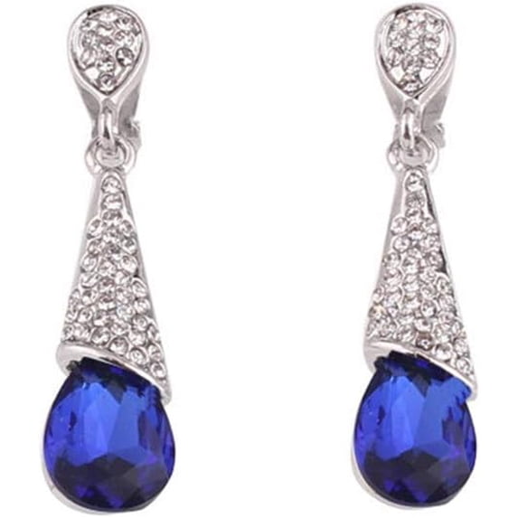 Long Water Drop Rhinestone Crystal Clip on Earrings No Pierced for ...