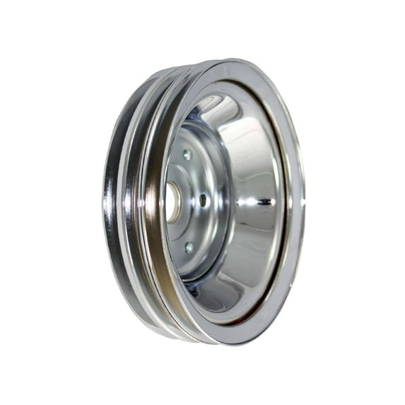 Long Water Pump Triple Crankshaft Pulley for Chevy Small Block - Chrome ...