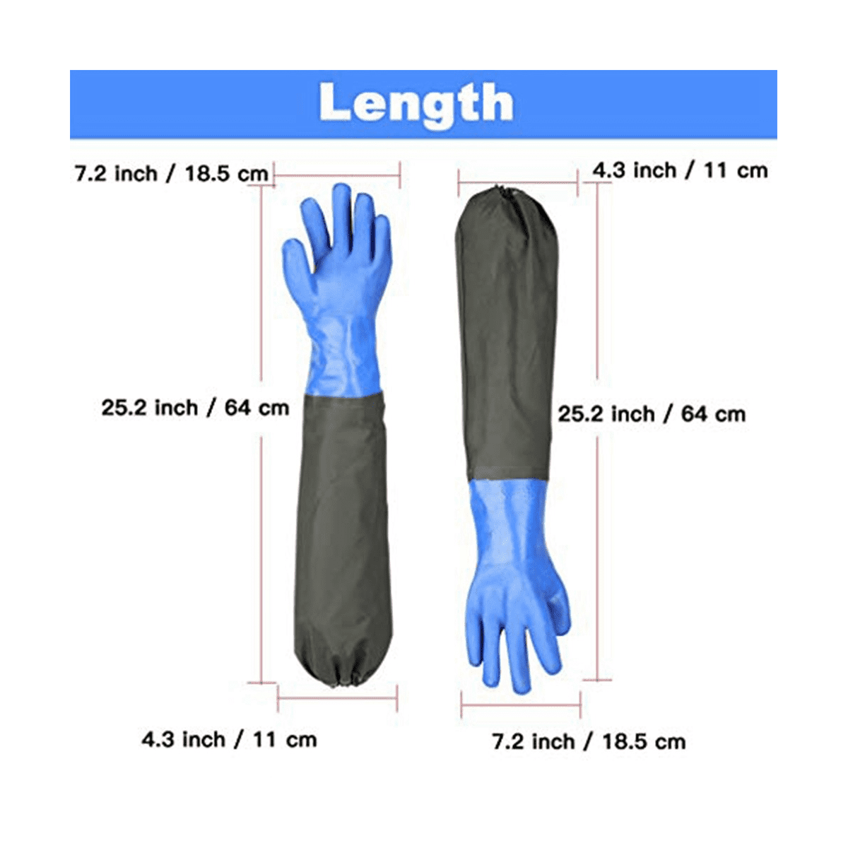 Long Waterproof Rubber Gloves, Blue, 27.5" - Walmart.com