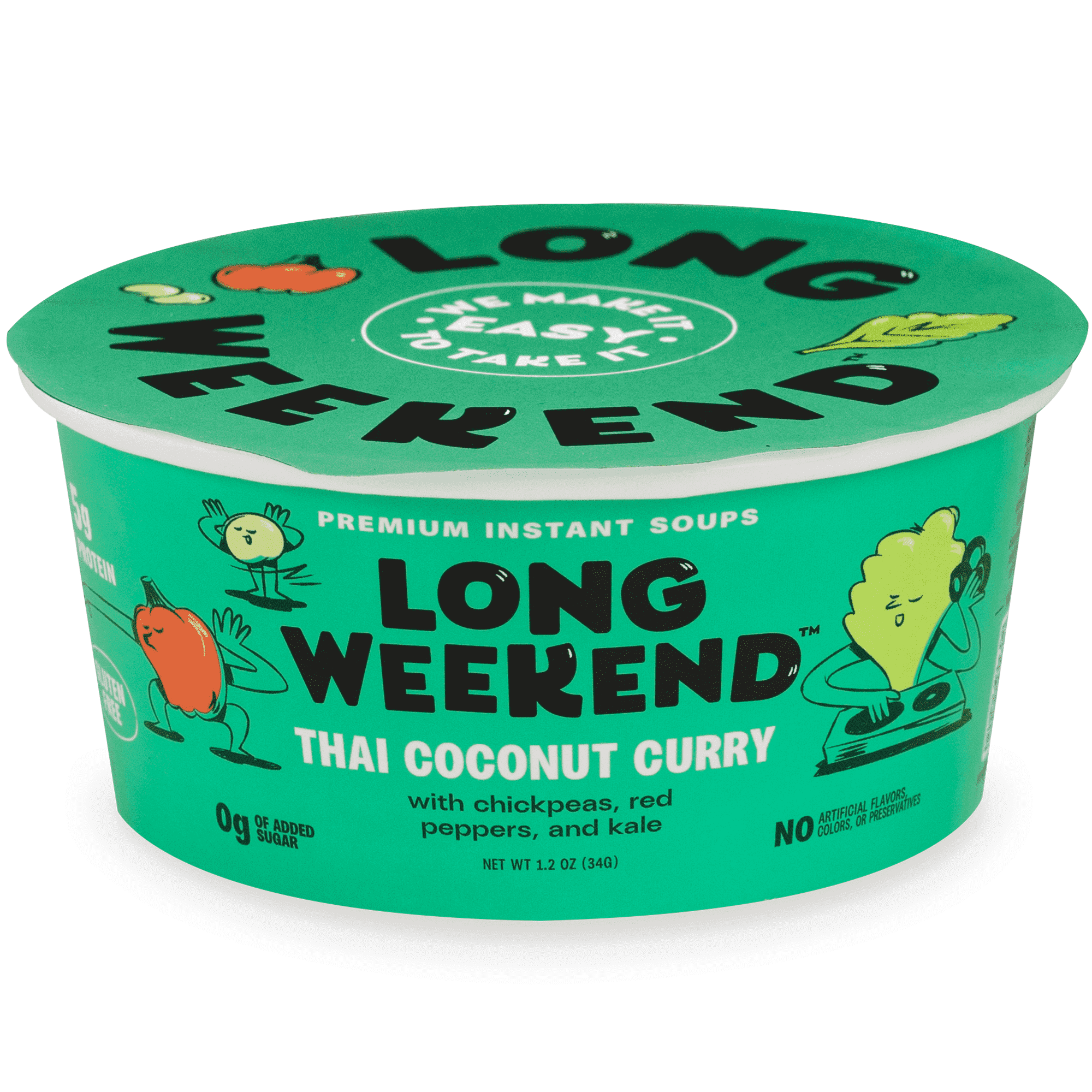 Long Weekend Premium Instant Freeze-Dried Soup, Thai Coconut Curry, 6 ...
