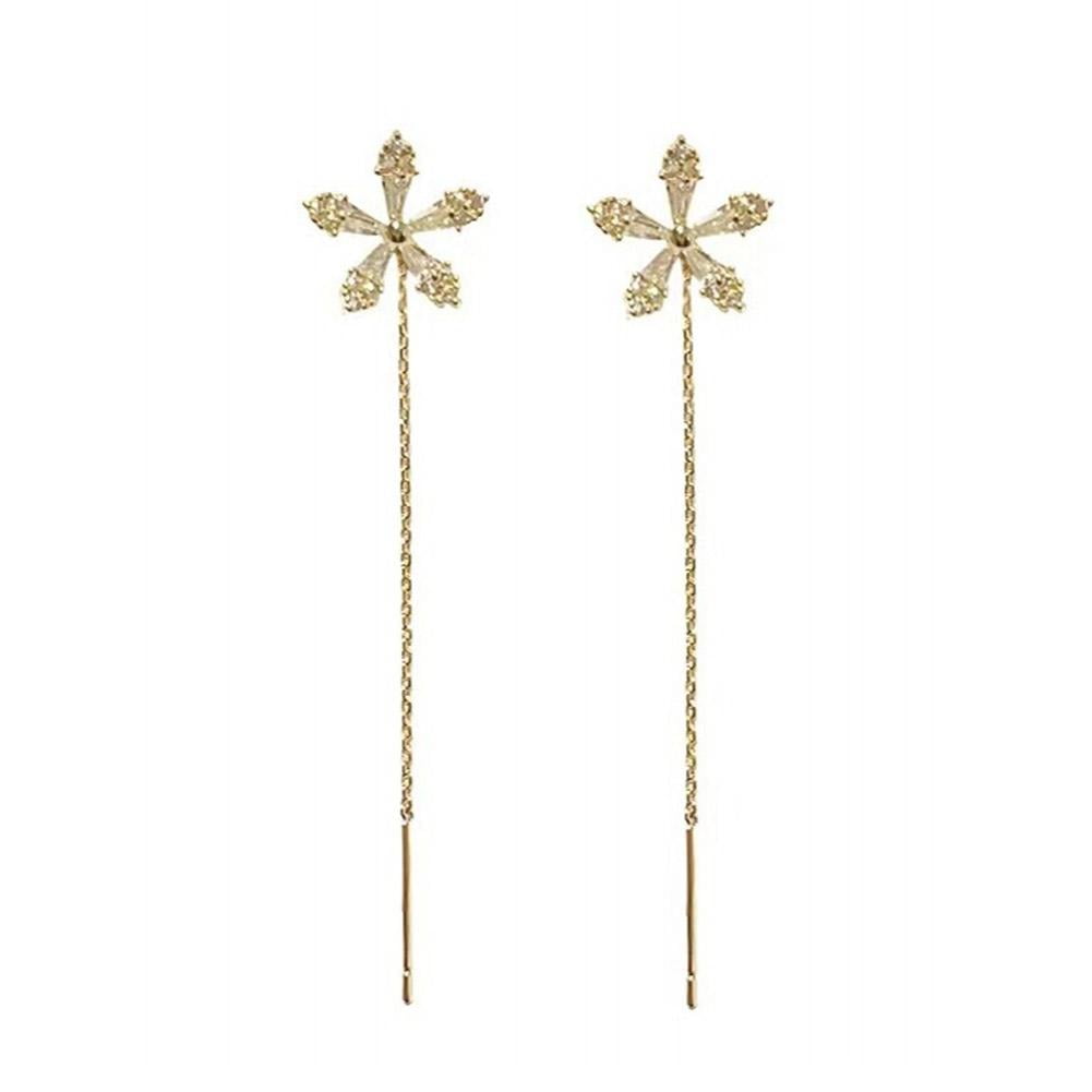 Long Wire Tassel Thread Chain Luxury Flower Pendants Drop Earrings ...