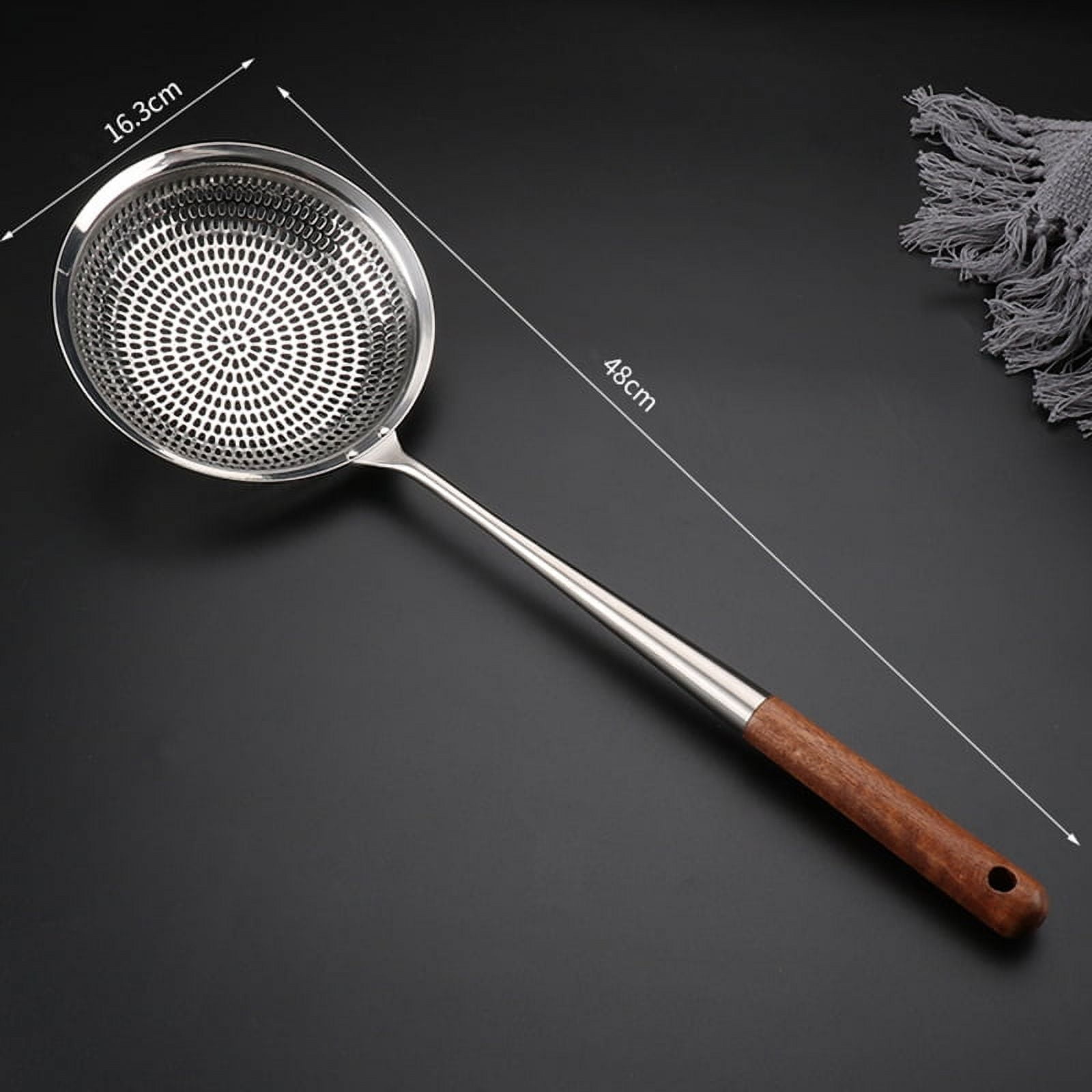 Long Wooden Handle Pasta Colander Noodle Drainer Spoons Cooking Skimmer ...