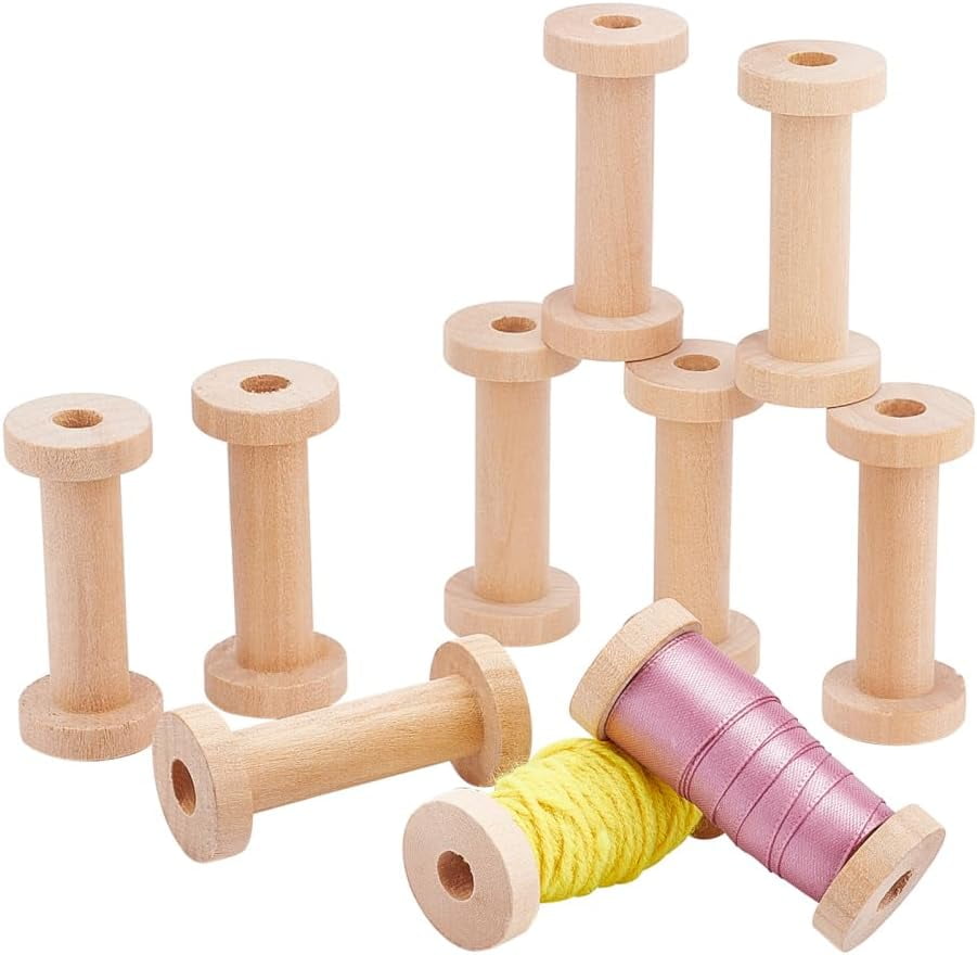 Long Wooden Spools 2.75inch Empty Bobbins Wood Sewing Embroidery Thread ...