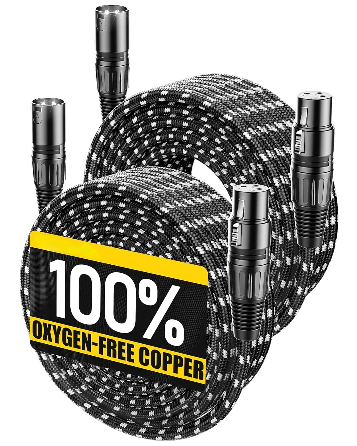 Long XLR Cables 50 ft 2 Pack, Nylon Braided XLR Extension Microphone ...