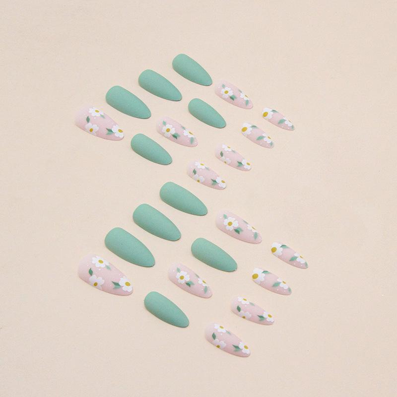 Long almond-shaped synthetic nail stickers, tapes and nail files set ...
