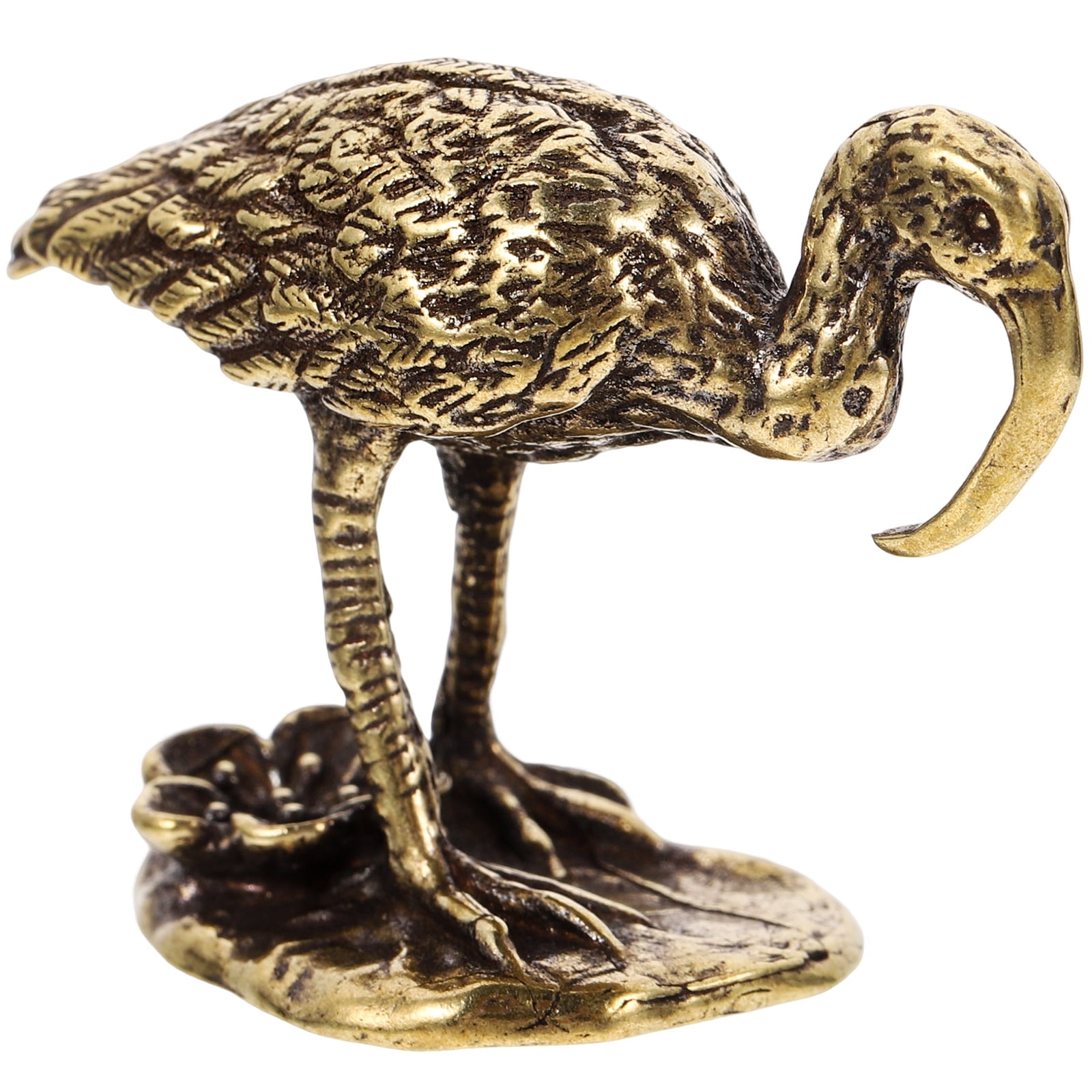 Long-billed Crane Statue Miniature Brass Crane Figure Decor ...