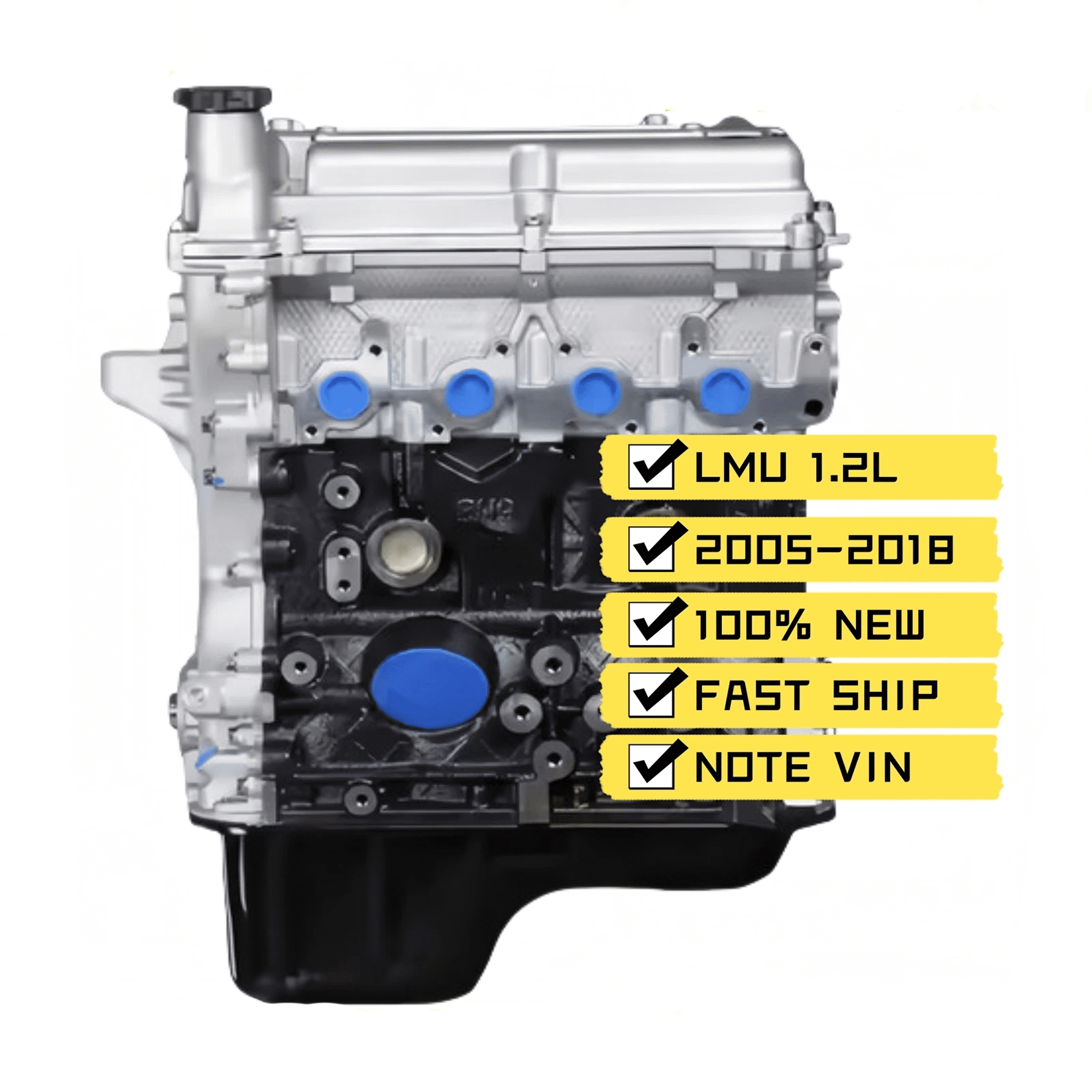 Long block Engine Assembly For 2005-2018 GMC Chevrolet SAIL 1.2L LMU L4 ...