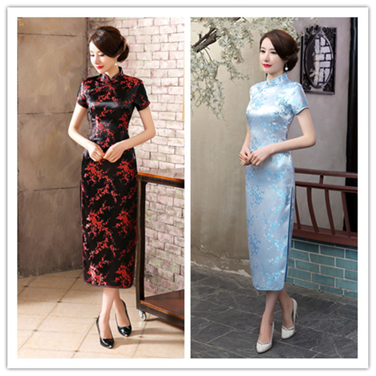 Long brocade cheongsam split cheongsam performance runway show evening ...