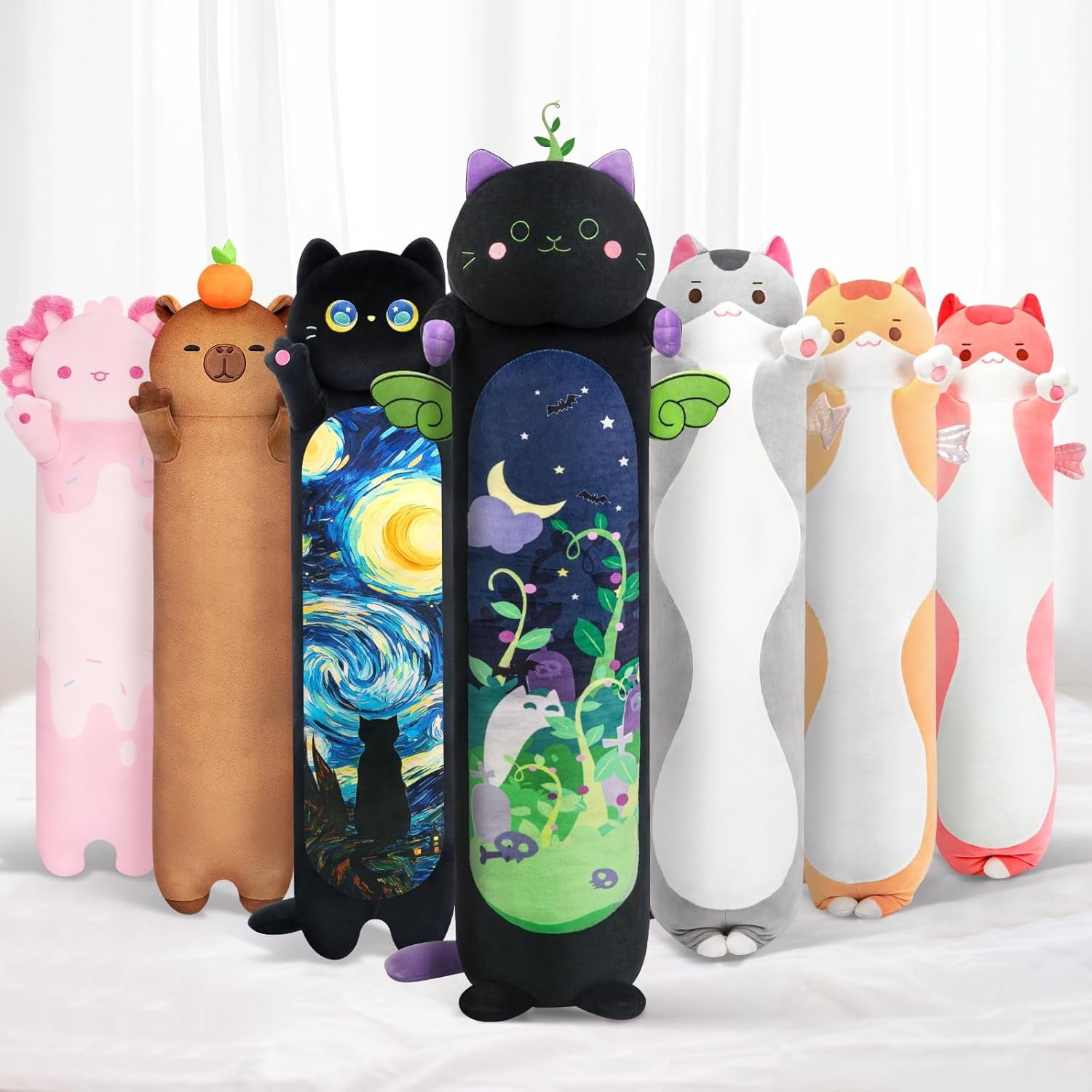 Long cat plush toy, 5 sizes, 120% extra filling giant plush kids pillow ...