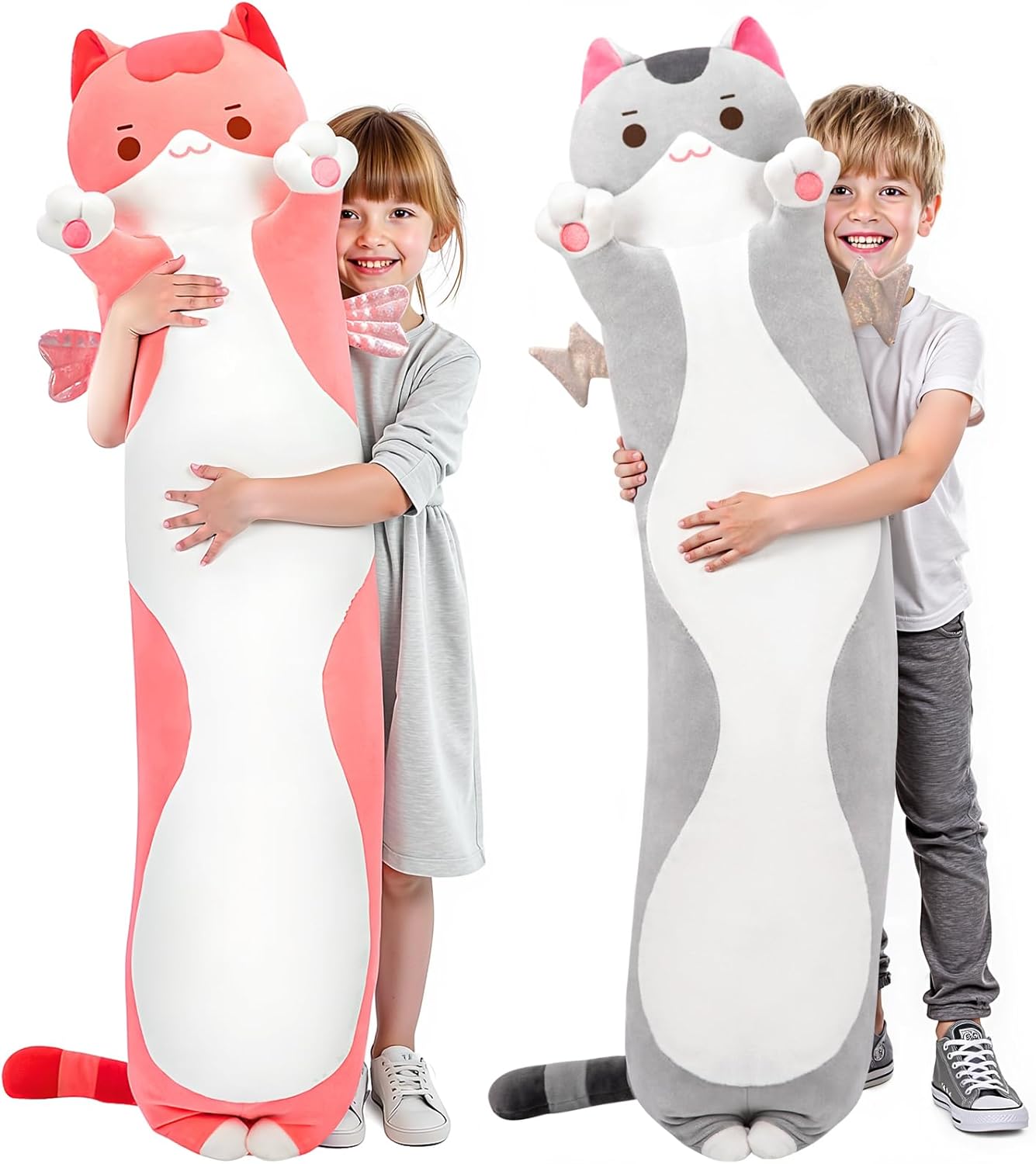 Long cat plush toy, 5 sizes, 120% extra filling giant plush kids pillow ...