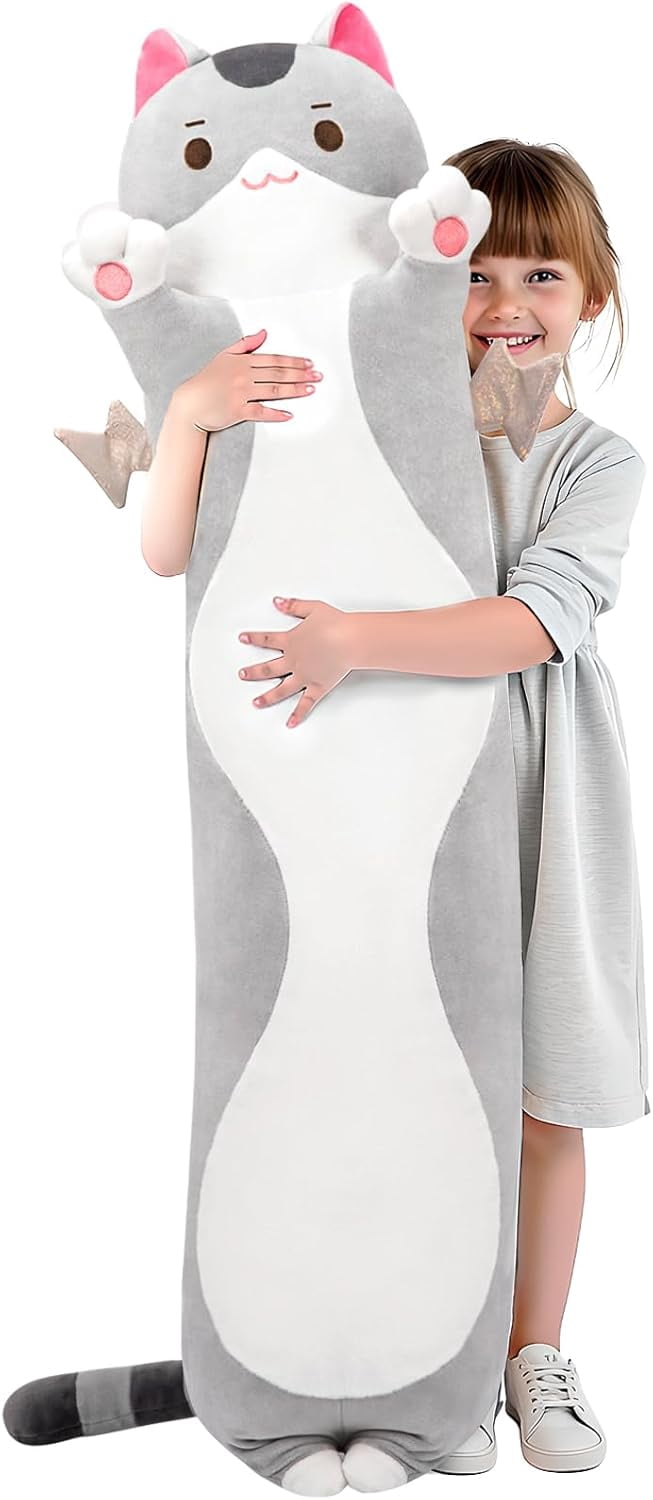 Long cat plush toy, 5 sizes, 120% extra filling giant plush kids pillow ...
