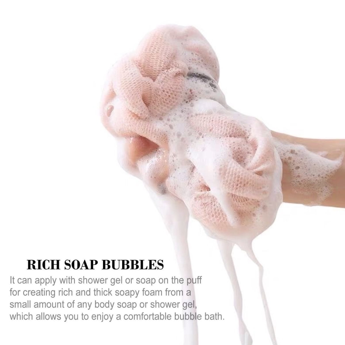 Long elastic back sponge with string handle Back scrubber Shower mesh ...
