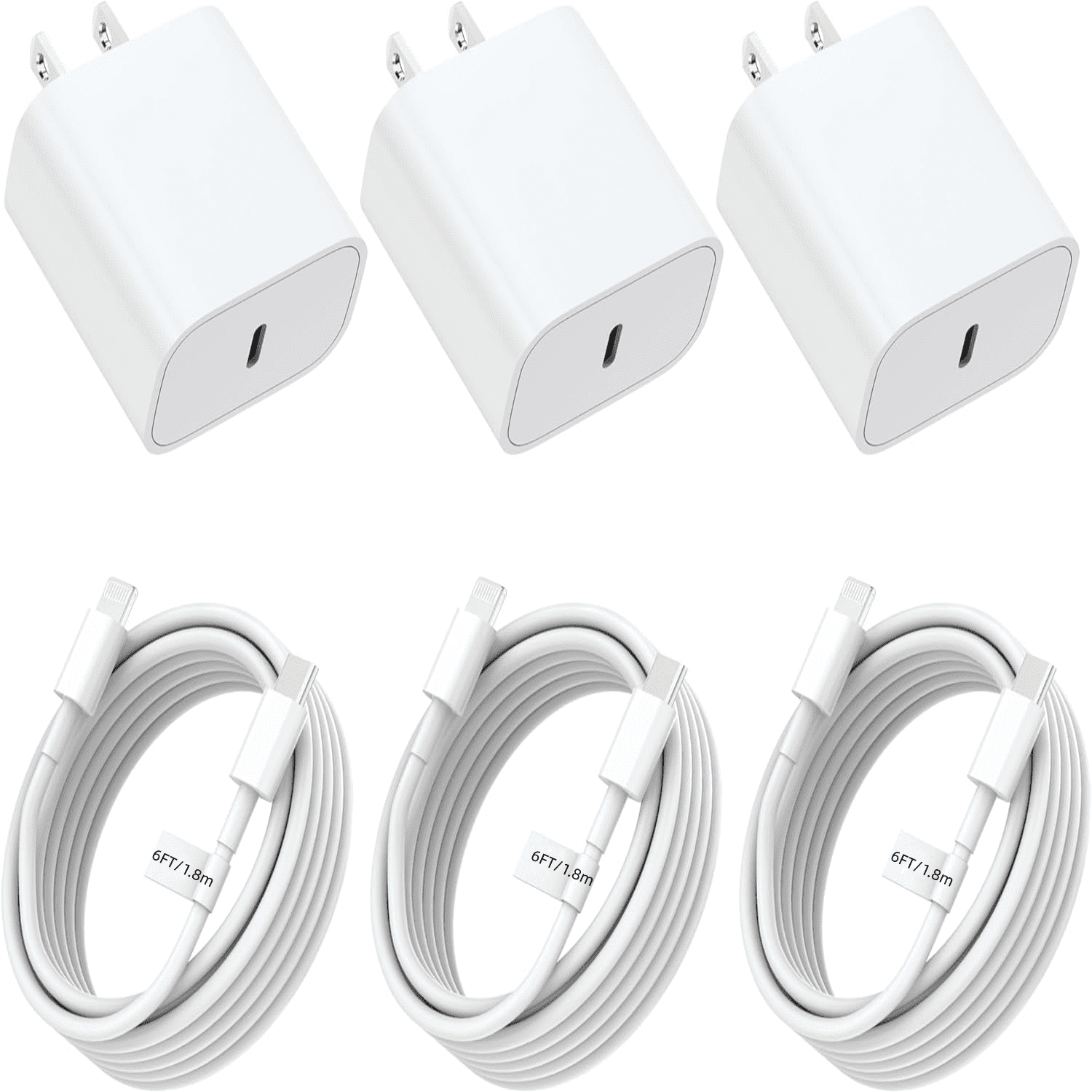 Long iPhone Charger, [MFi Certified] 3Pack 6FT iPhone Charger Cord with ...