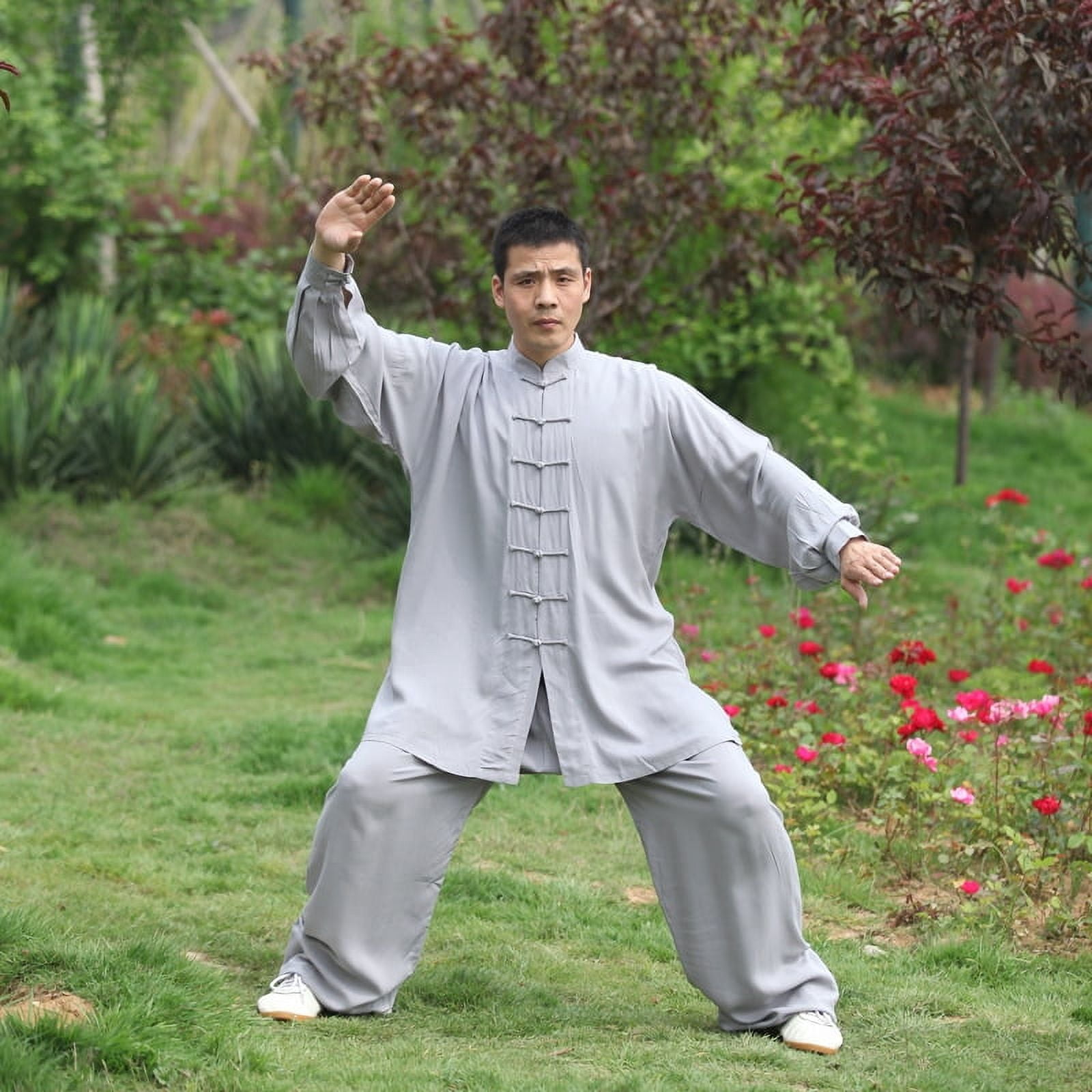 Long sleeve cotton silk Tai chi practice clothes summer men's and women ...