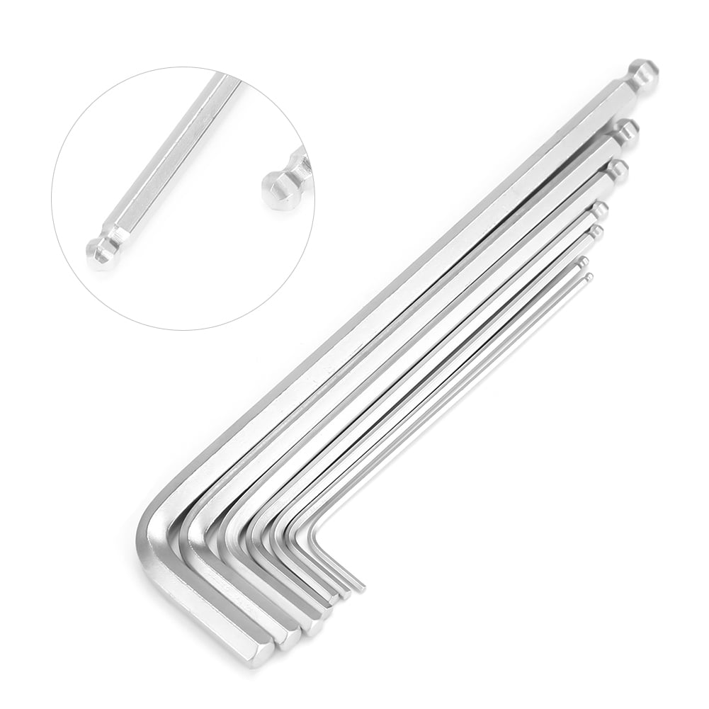 Long Hex Key Set, 7pc Chrome Steel Wrench Kit For Mechanics DIY ...