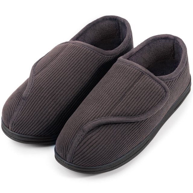 LongBay Men's Adjustable Diabetic Slippers Memory Foam Arthritis Edema ...