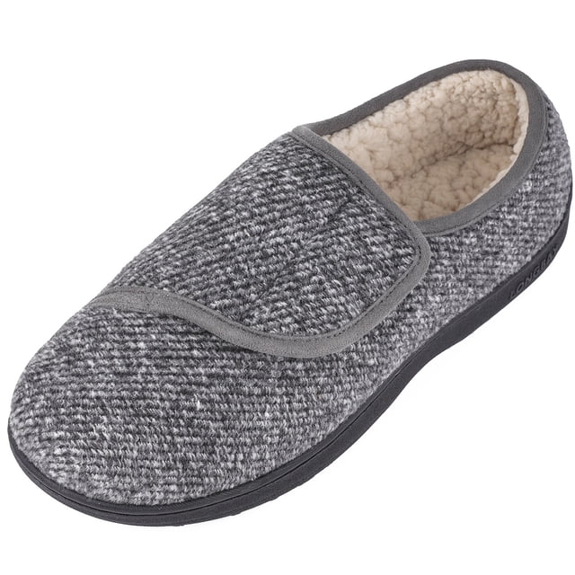 LongBay Men's Adjustable Diabetic Slippers Memory Foam Arthritis Edema ...