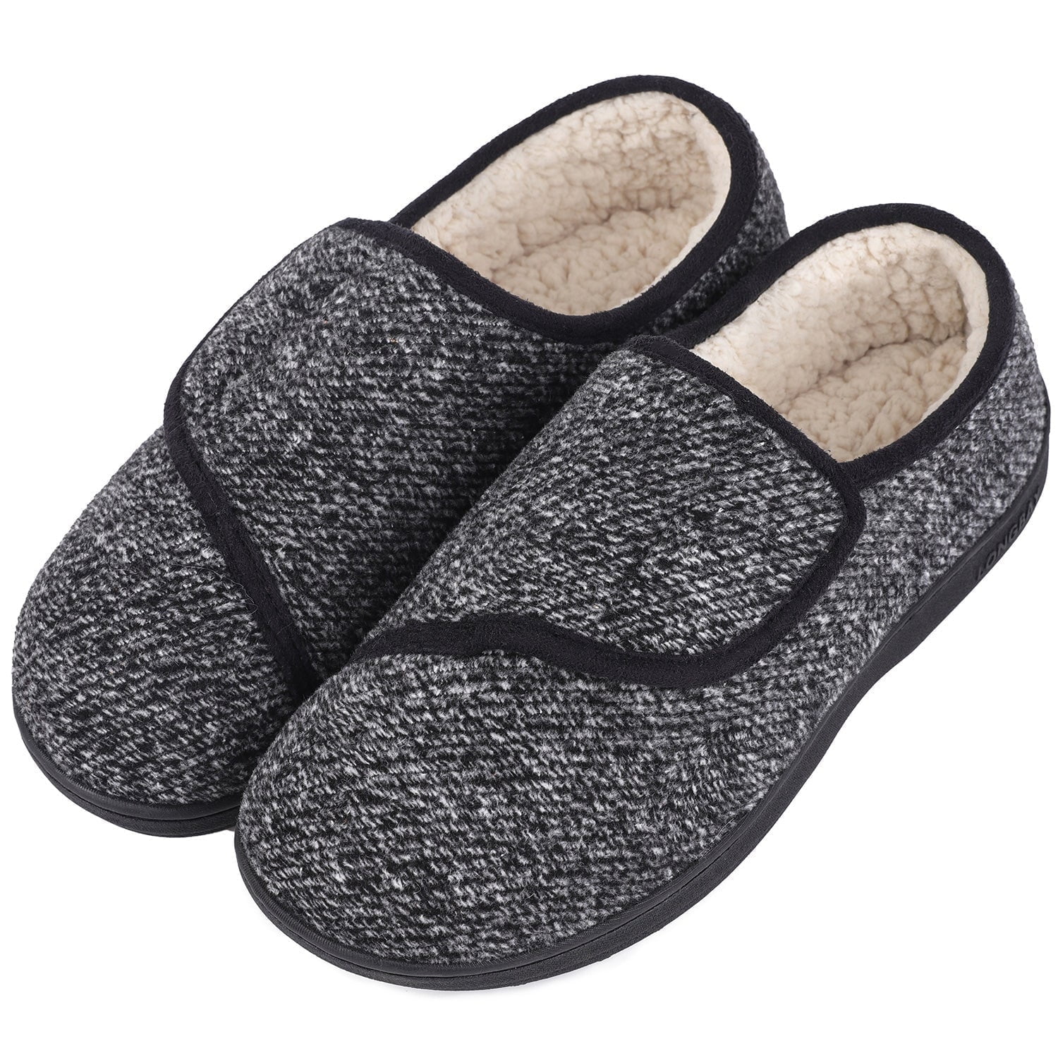 LongBay Men's Adjustable Diabetic & Neuropathy Medical Slippers, Memory ...