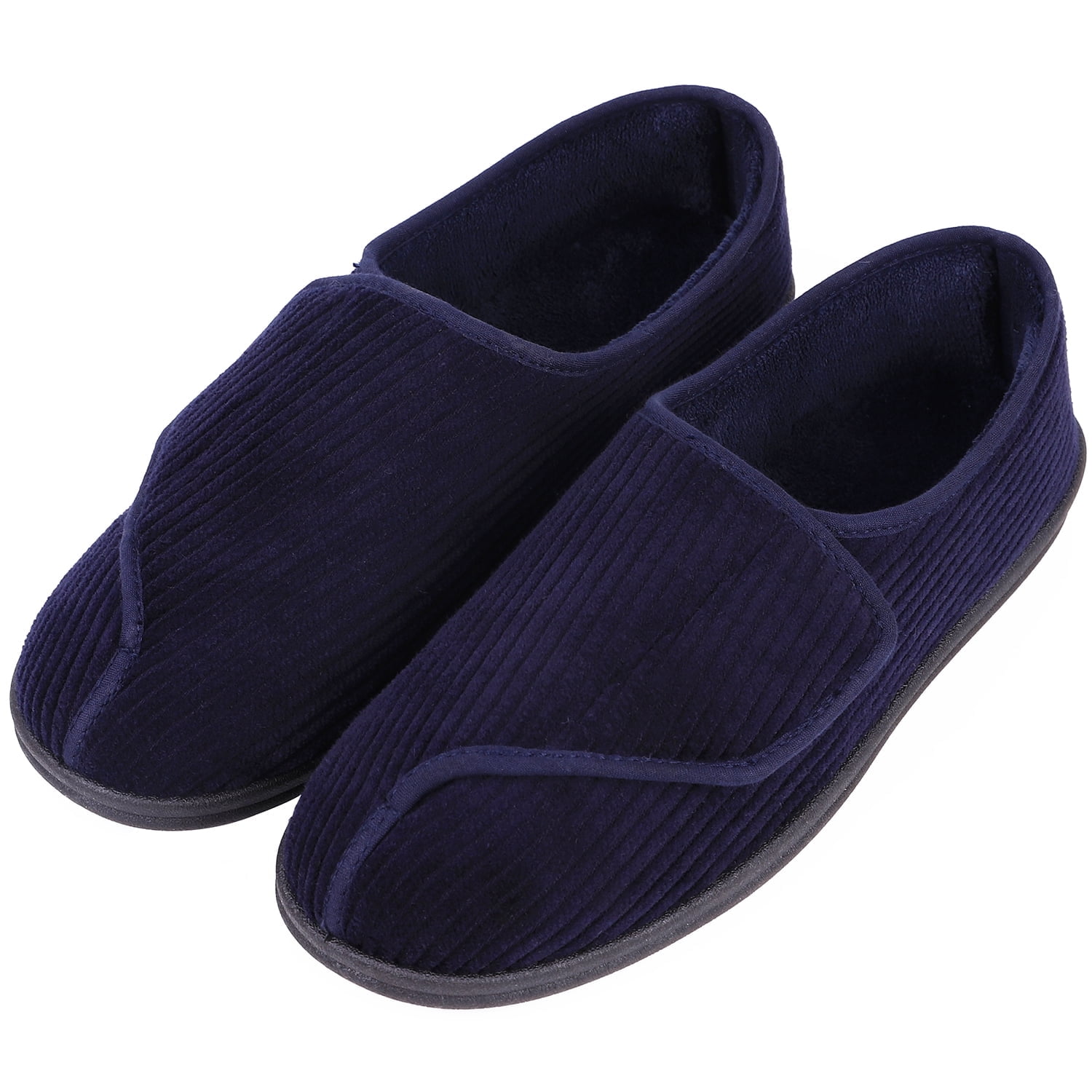 LB LongBay Men's Diabetic Slippers, Adjustable Memory Foam Shoes for ...