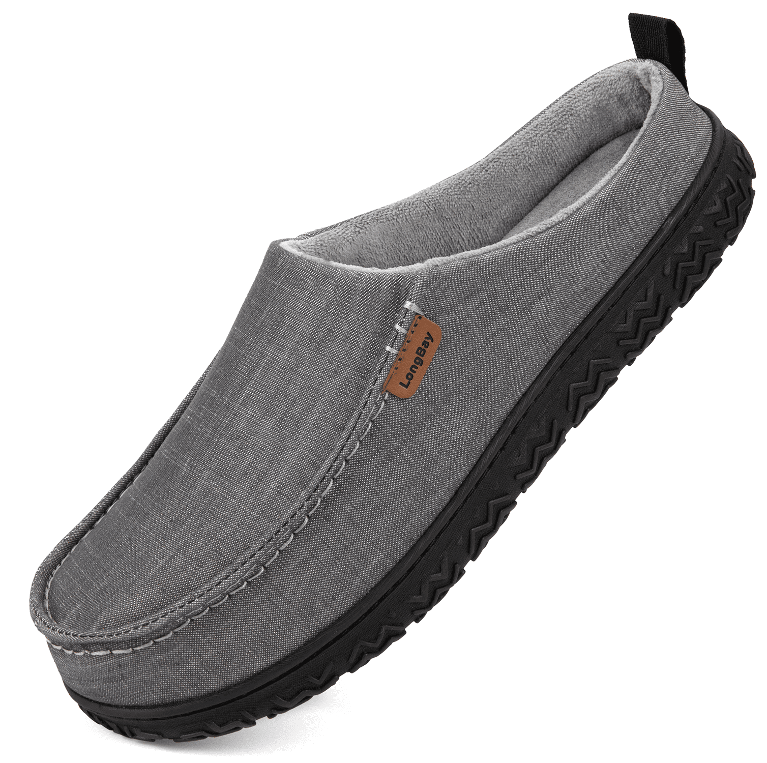 LongBay Men's Canvas Moccasin Slippers Slip on Memory Foam Clog House ...