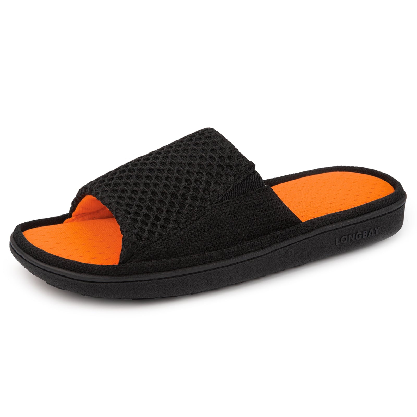 LongBay Men's Comfy Memory Foam Slide Slippers Breathable Mesh Cloth ...