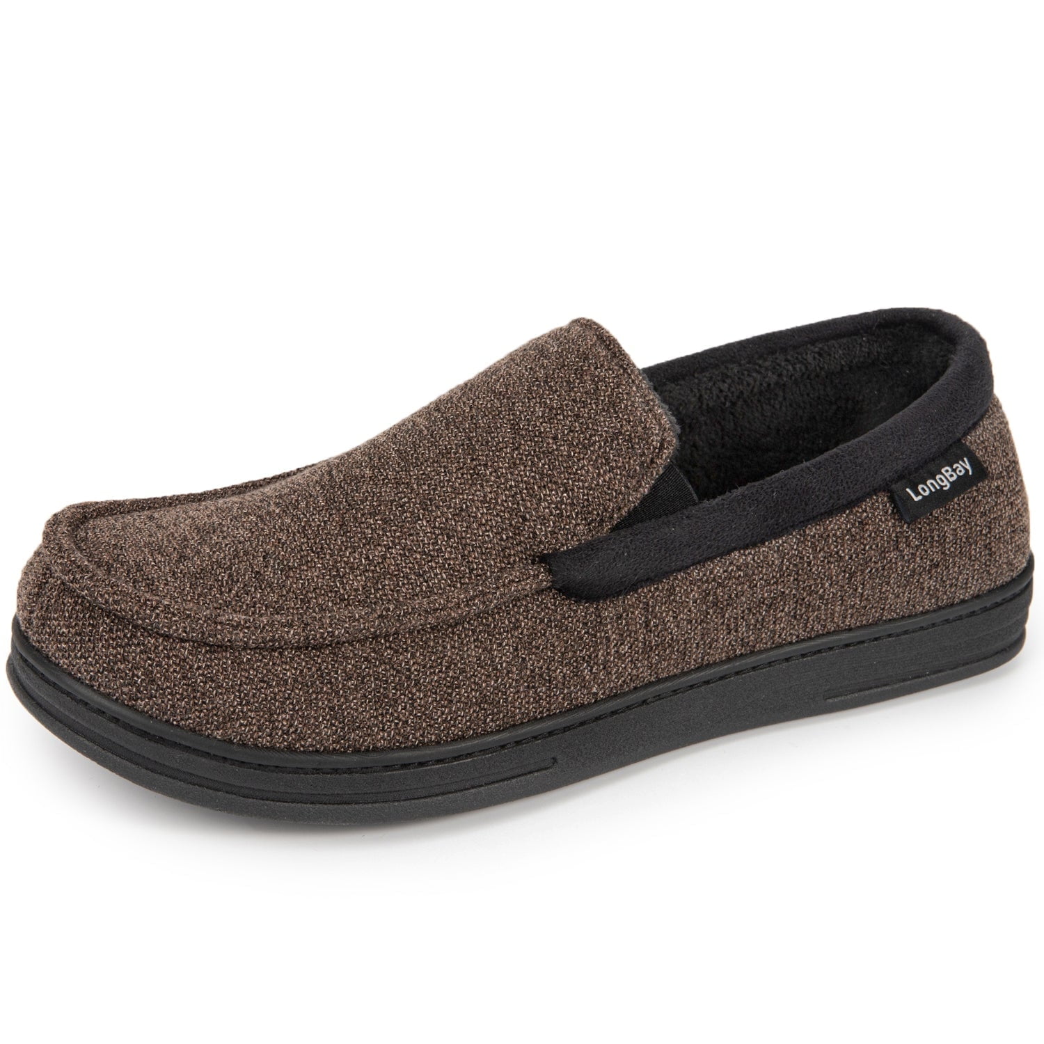 LongBay Men's Cozy Moccasin Slippers Loafer House Shoes with Memory ...