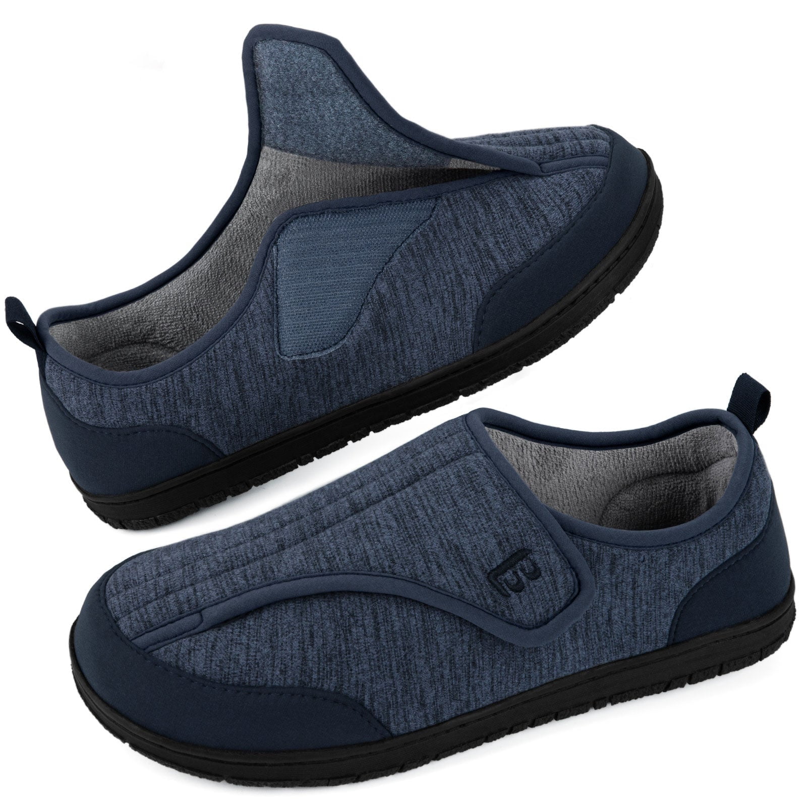 LongBay Men's Diabetic Slippers Wide Adjustable House Shoes for Swollen ...