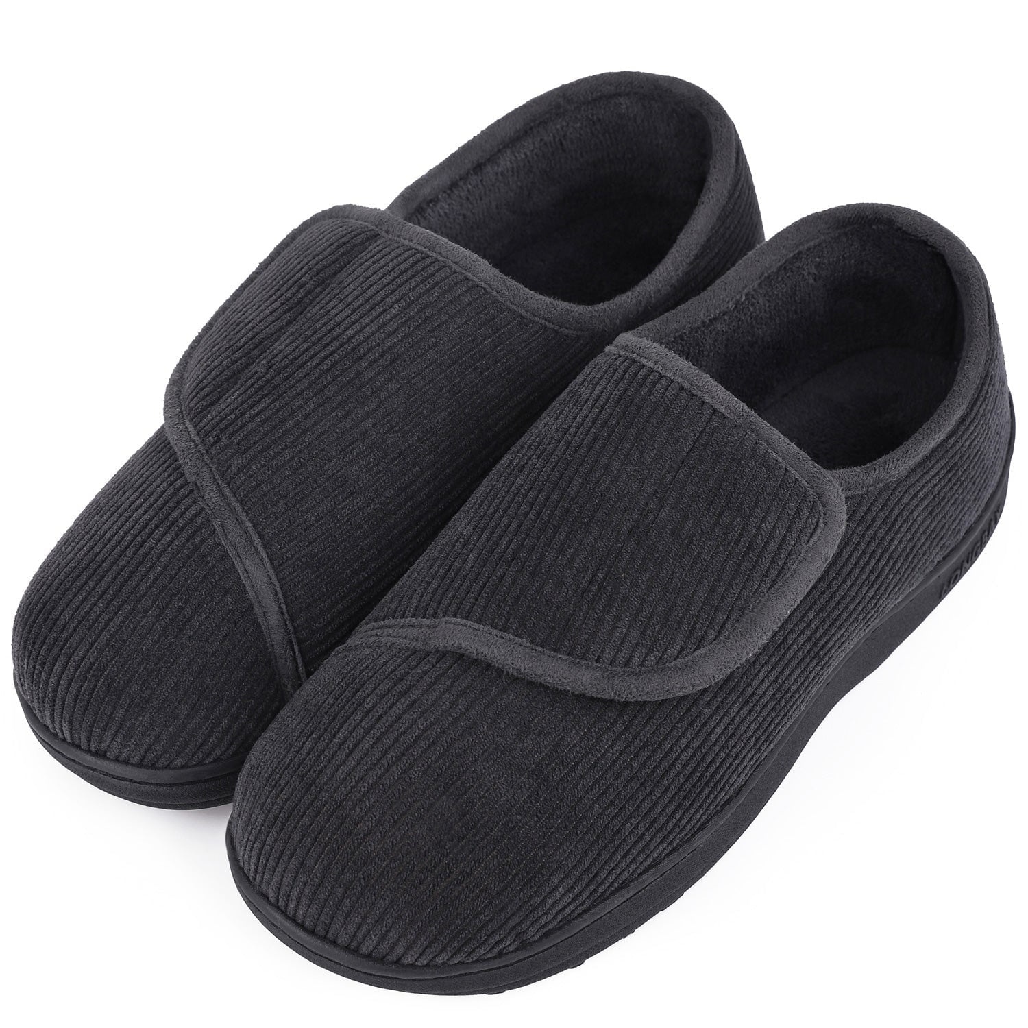 LongBay Men's Diabetic Slippers: Memory Foam, Comfy Plush Fleece, for ...
