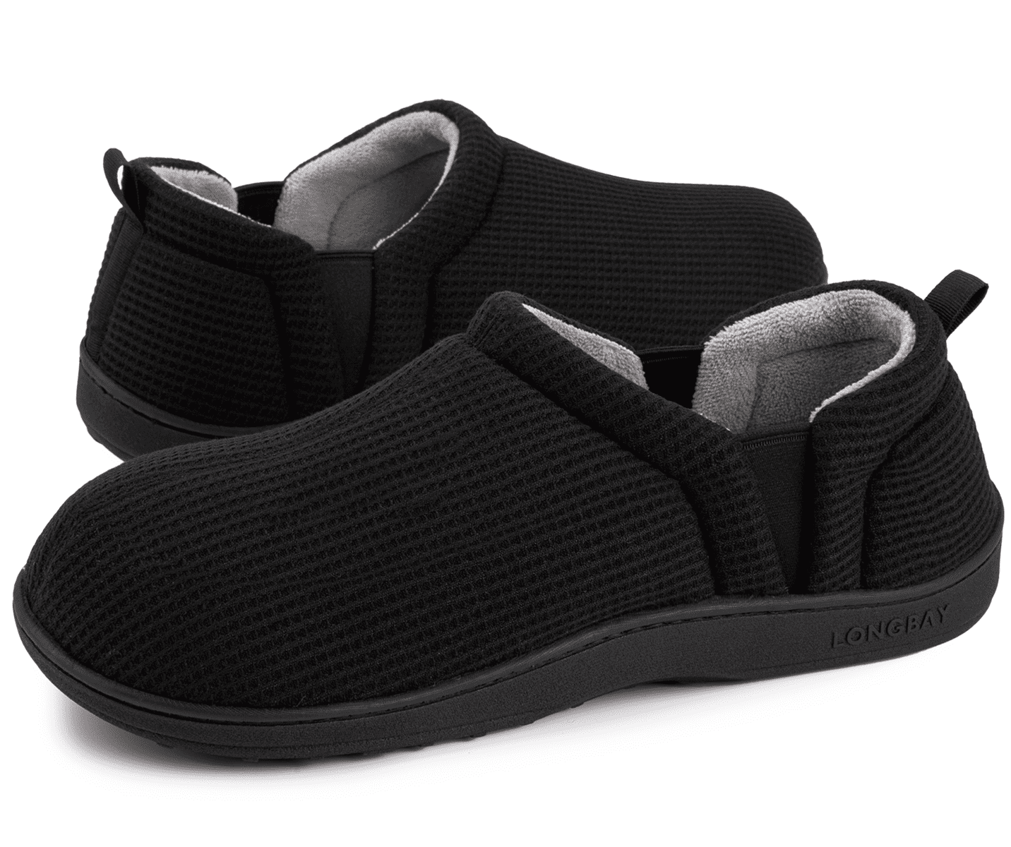 LB LongBay Men's Warm Slippers, Memory Foam Slip-On Shoes, Winter House ...