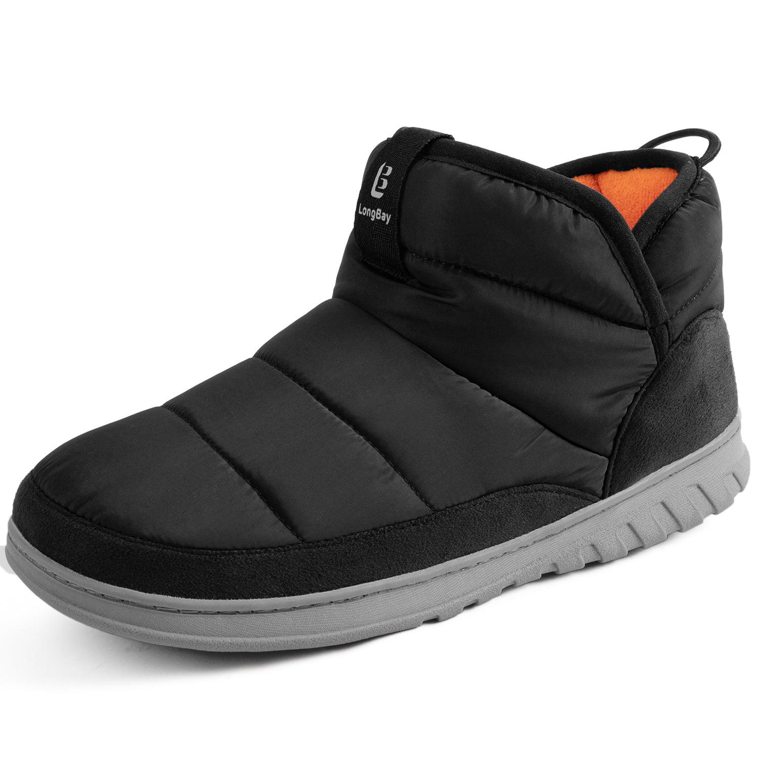 LongBay Mens Bootie Slippers with Memory Foam Indoor Outdoor Warm House ...