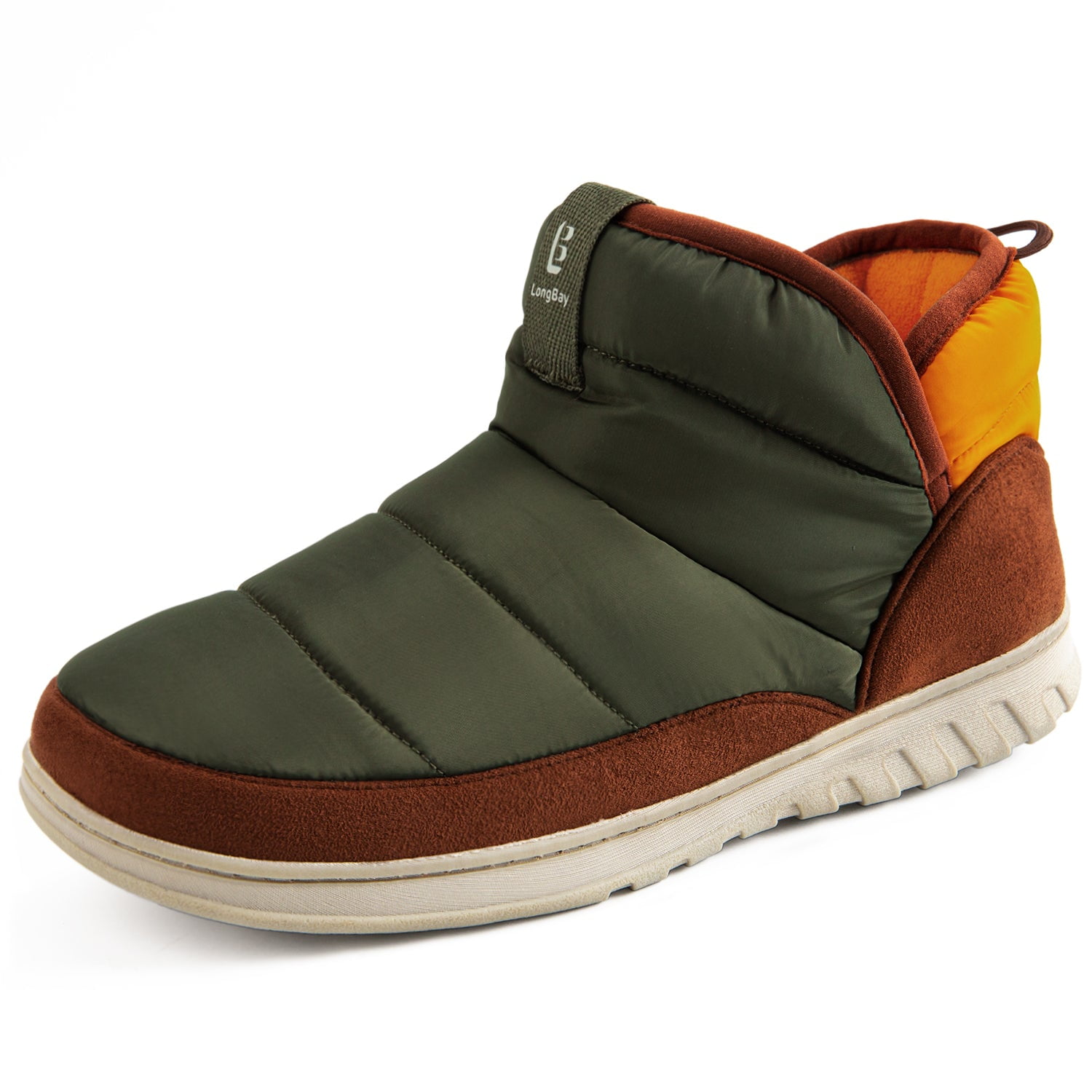 LongBay Mens Bootie Slippers with Memory Foam Indoor Outdoor Warm House ...