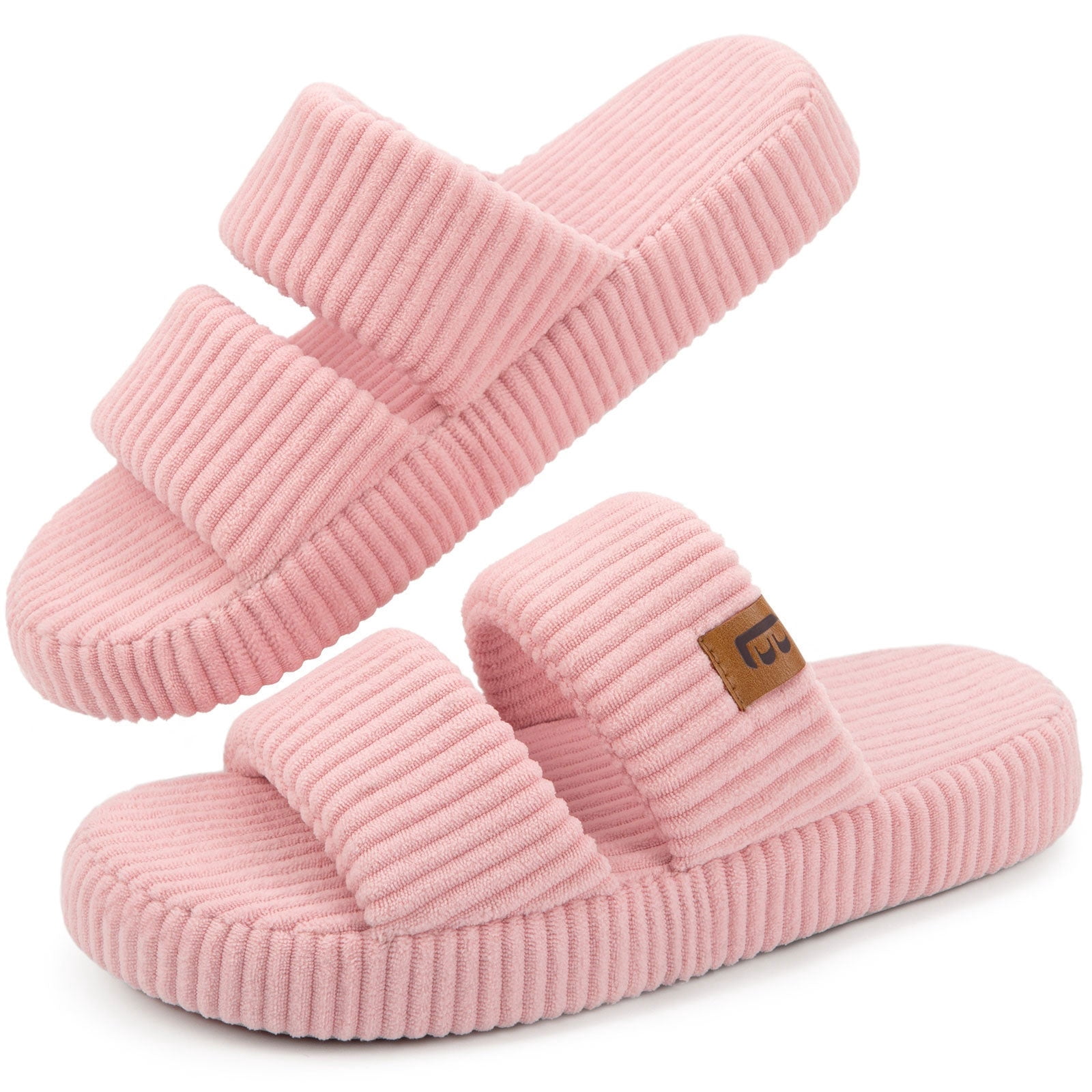 LongBay Slippers for Women Memory Foam Open Toe Slide Indoor House ...