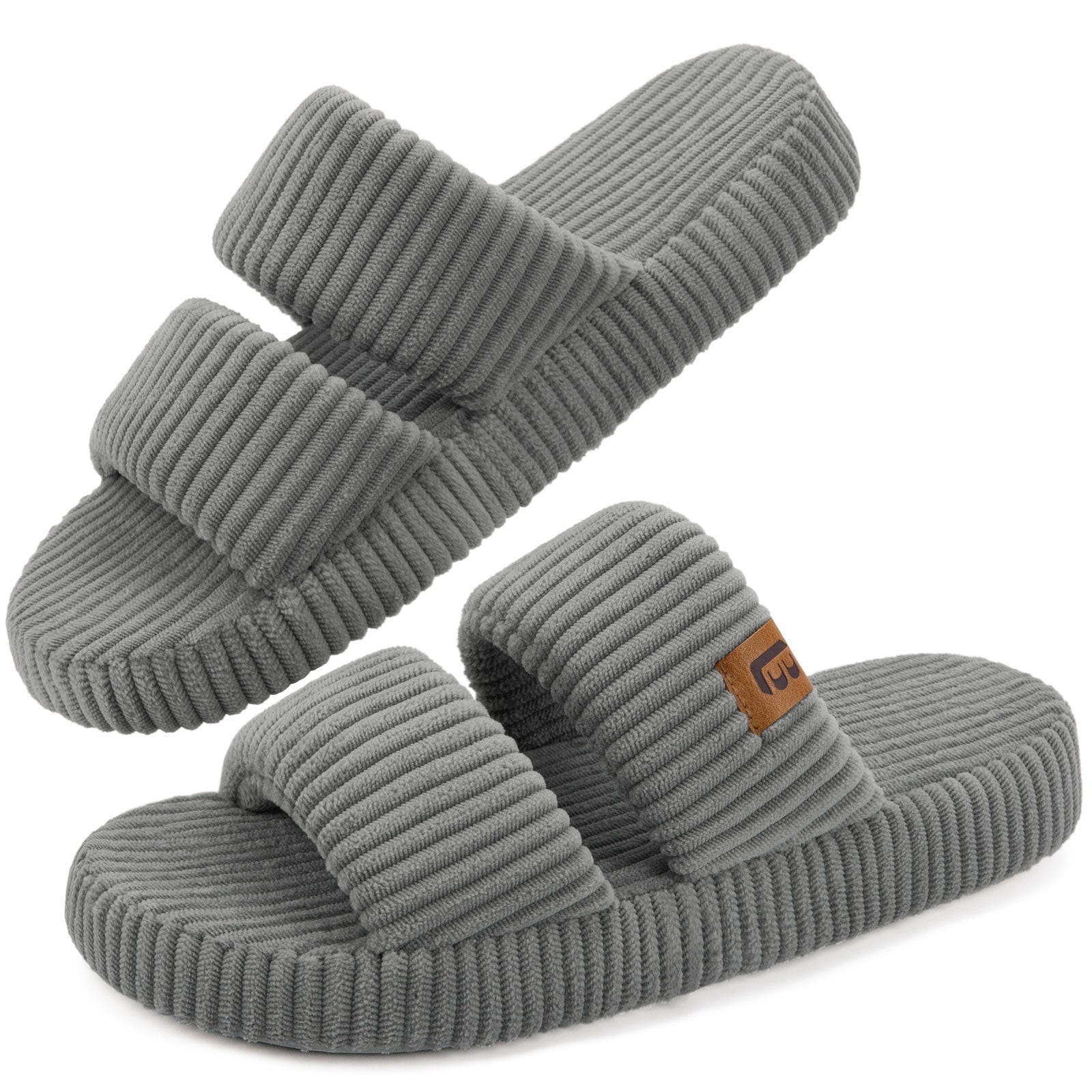 LongBay Slippers for Women Memory Foam Open Toe Slide Indoor House ...
