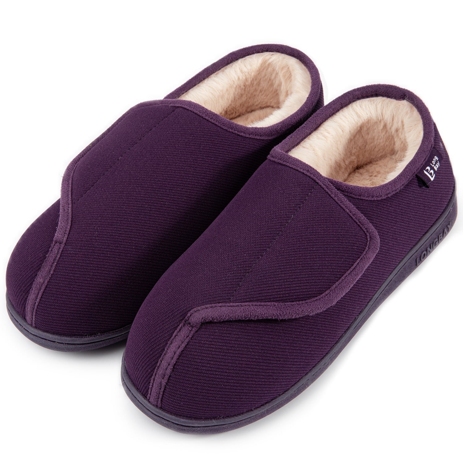 LongBay Women's Adjustable Diabetic Slippers Memory Foam Arthritis ...