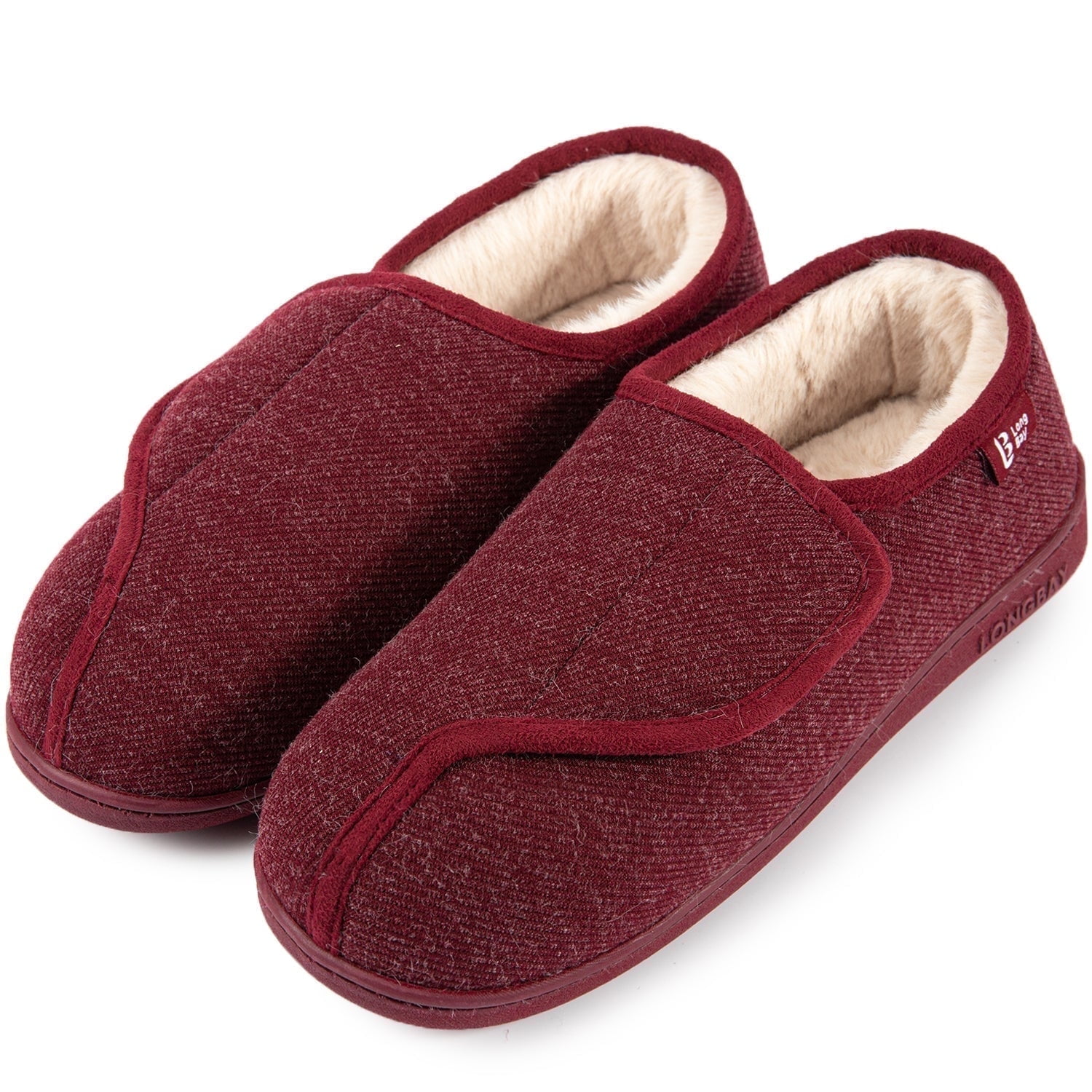 LB LongBay Women's Diabetic Slippers, Adjustable Memory Foam House ...