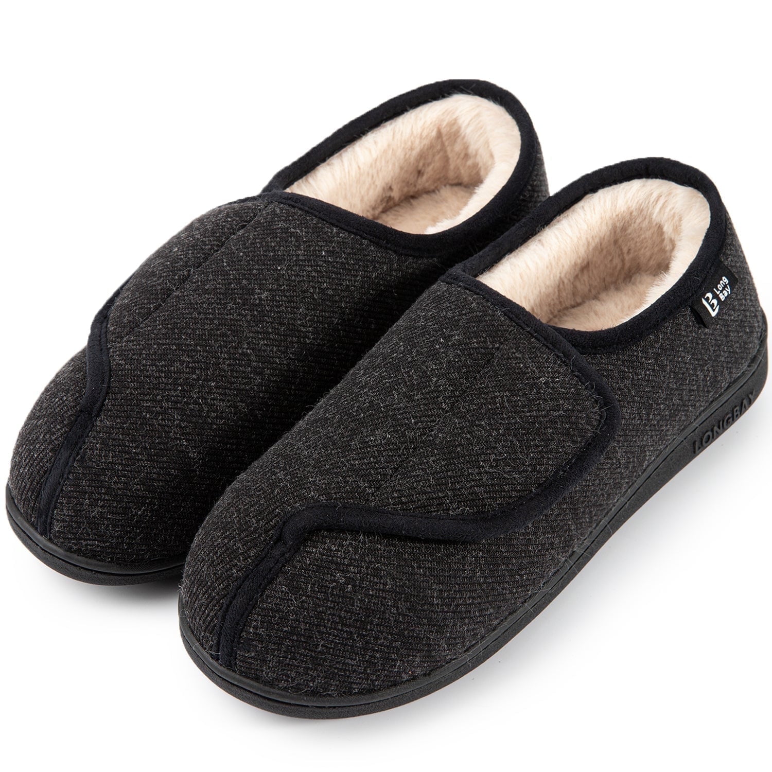 LongBay Women's Adjustable Diabetic Slippers Memory Foam Arthritis ...