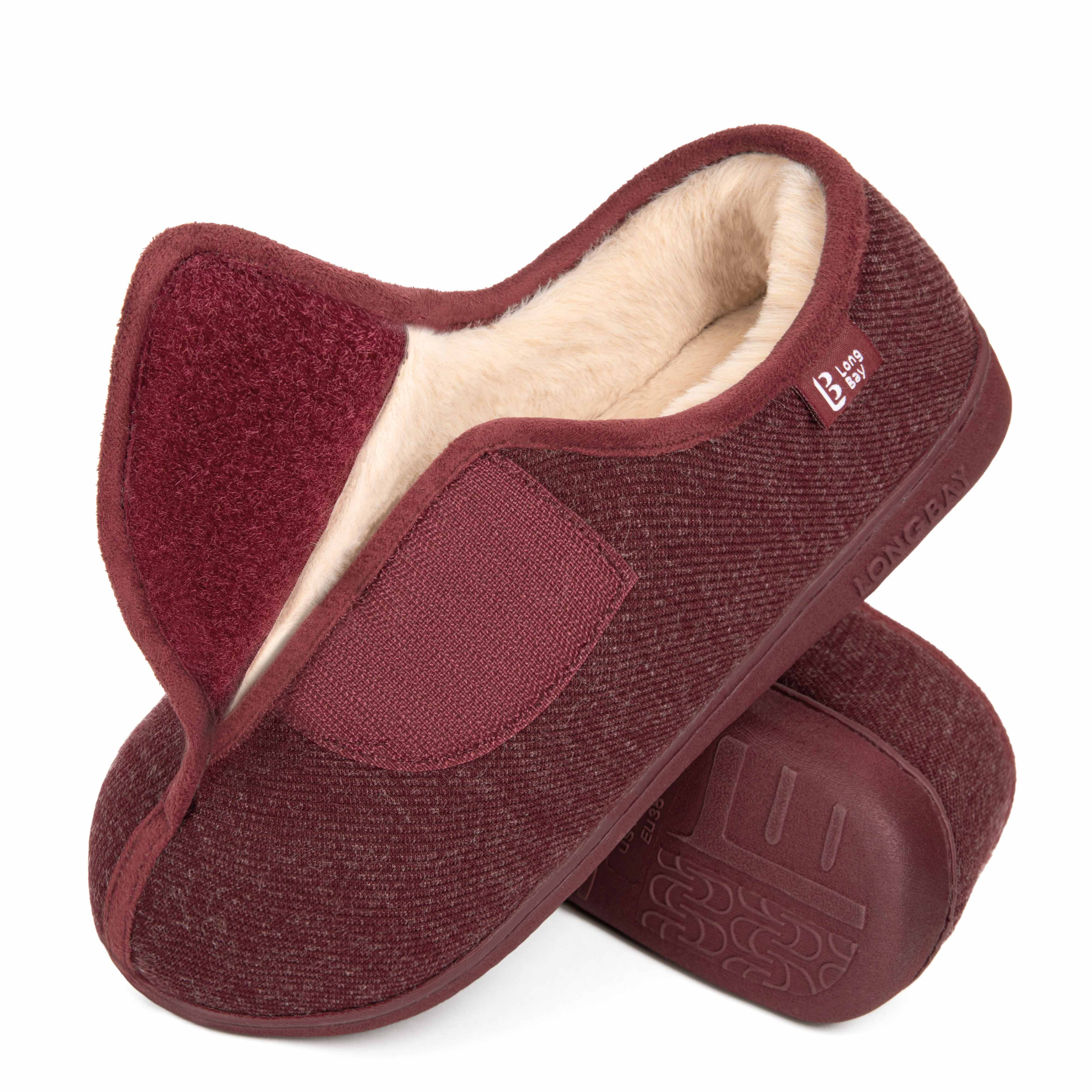LB LongBay Women's Diabetic Slippers, Adjustable Memory Foam House ...