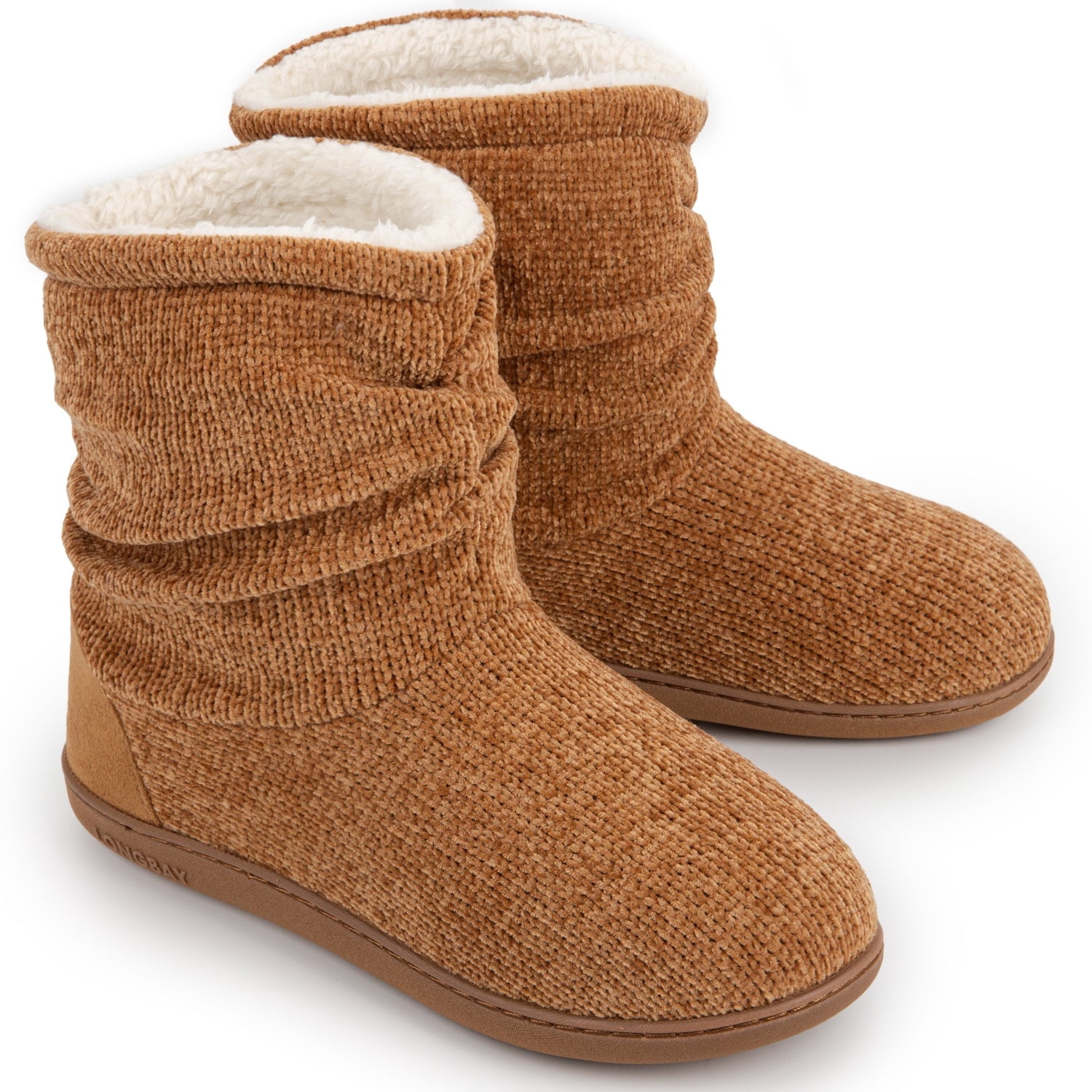 LongBay Women's Chenille Knit Cosy Boots Slippers Warm Plush Fleece ...