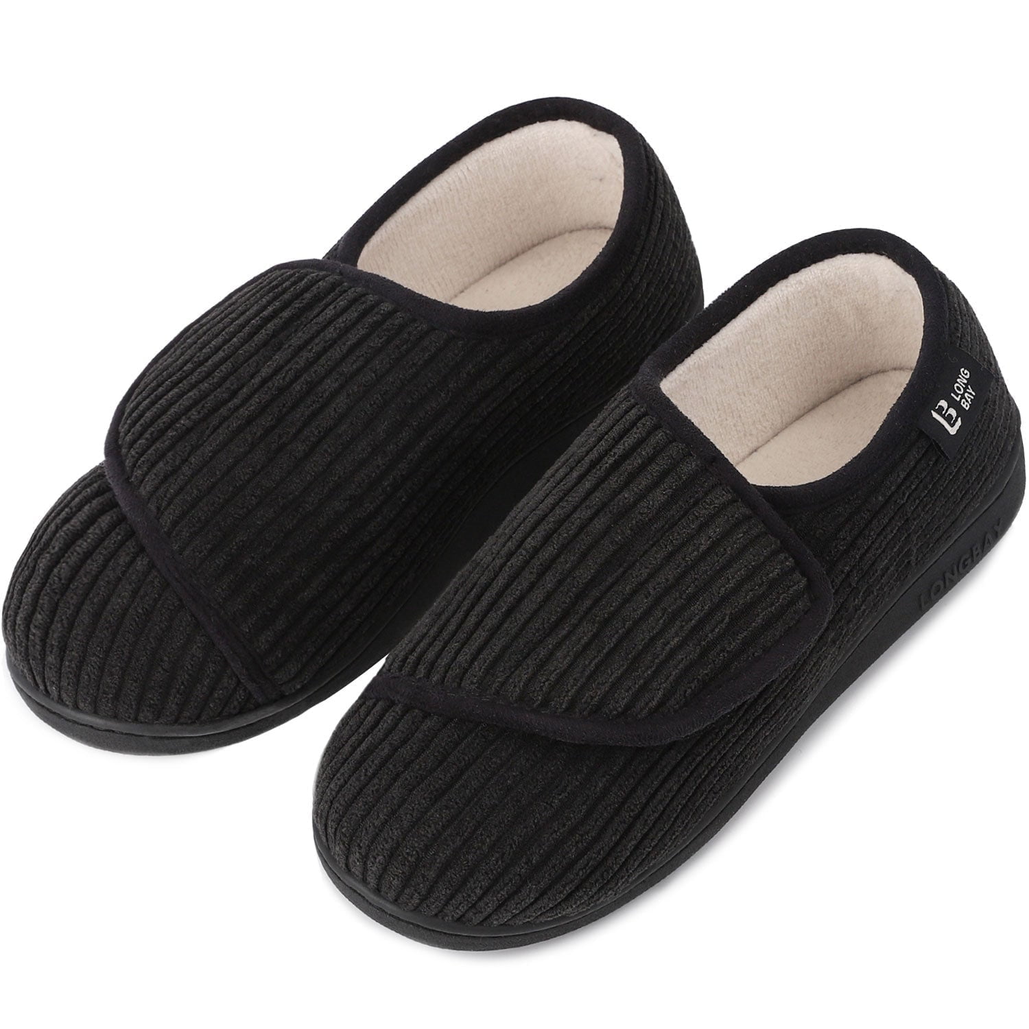 LongBay Women's Adjustable Memory Foam Slippers for Swollen Feet ...