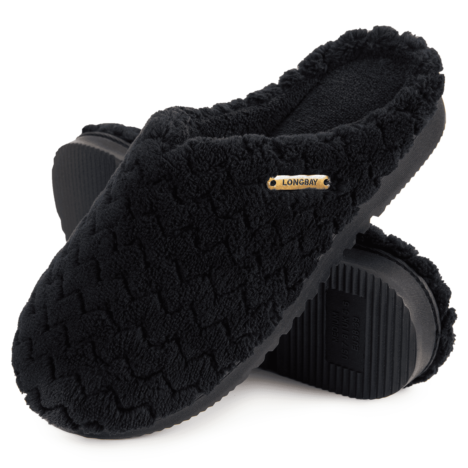 LB LongBay Women's Flannel Memory Foam Slippers, Soft Lined Slip-On ...