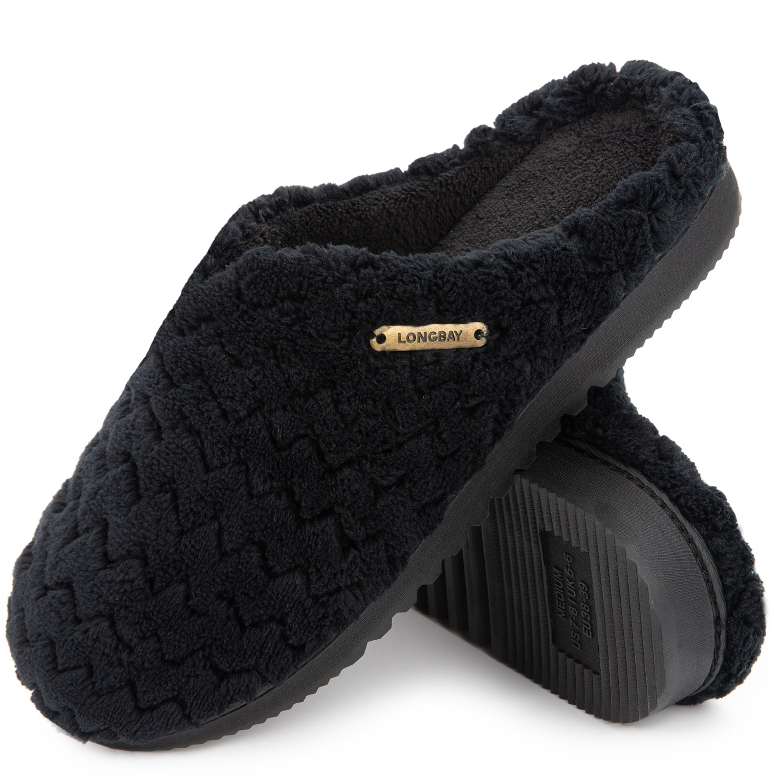 LongBay Women’s Soft Flannel Memory Foam Slippers Slip on House Fuzzy ...