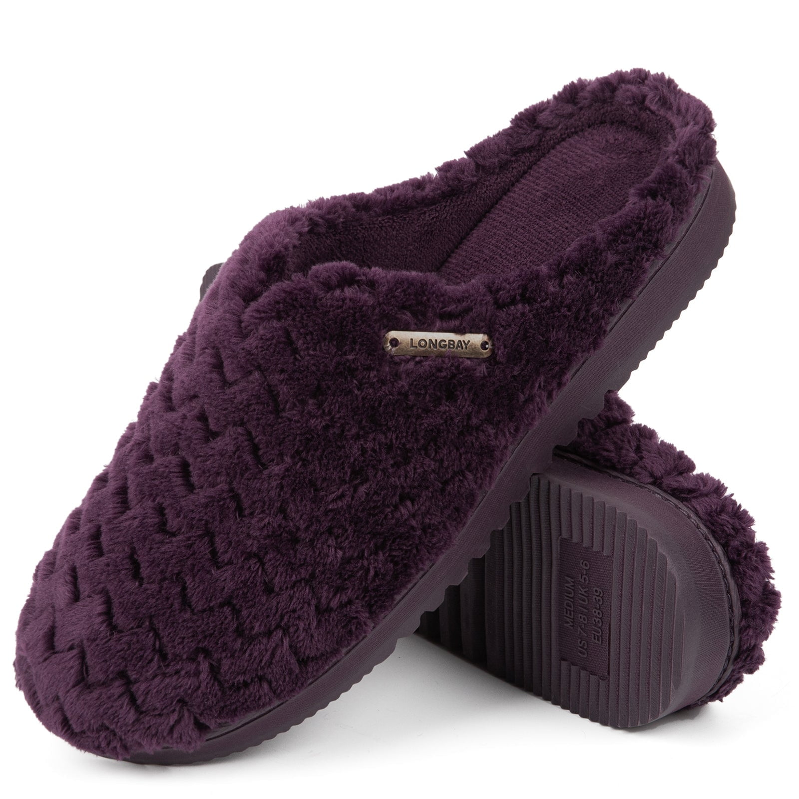 LongBay Women’s Soft Flannel Memory Foam Slippers Slip on House Fuzzy ...