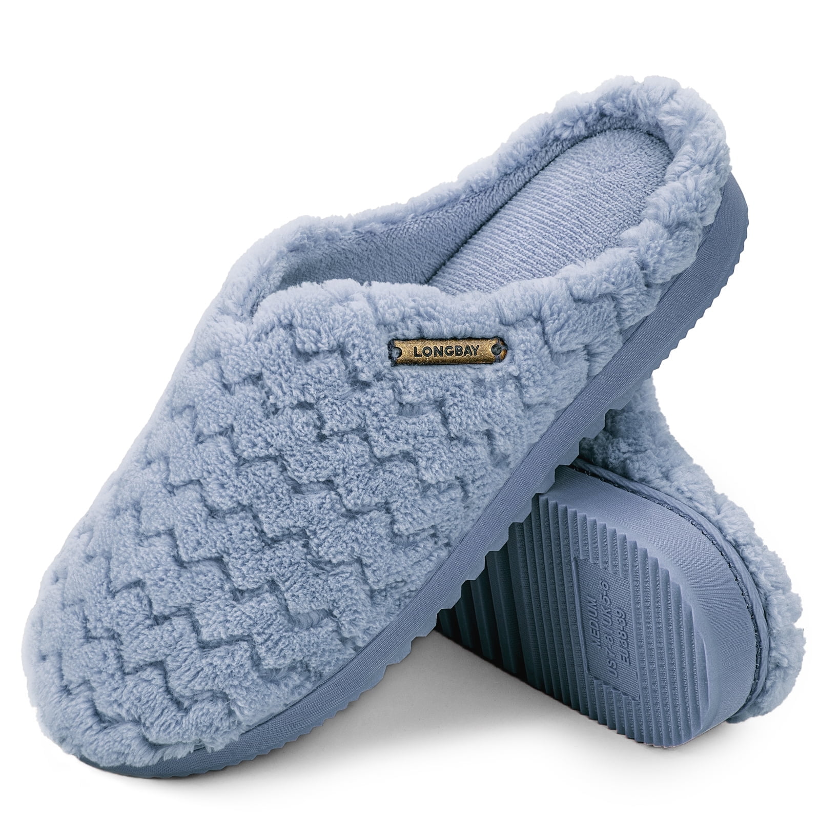 LongBay Women’s Soft Flannel Memory Foam Slippers Slip on House Fuzzy ...