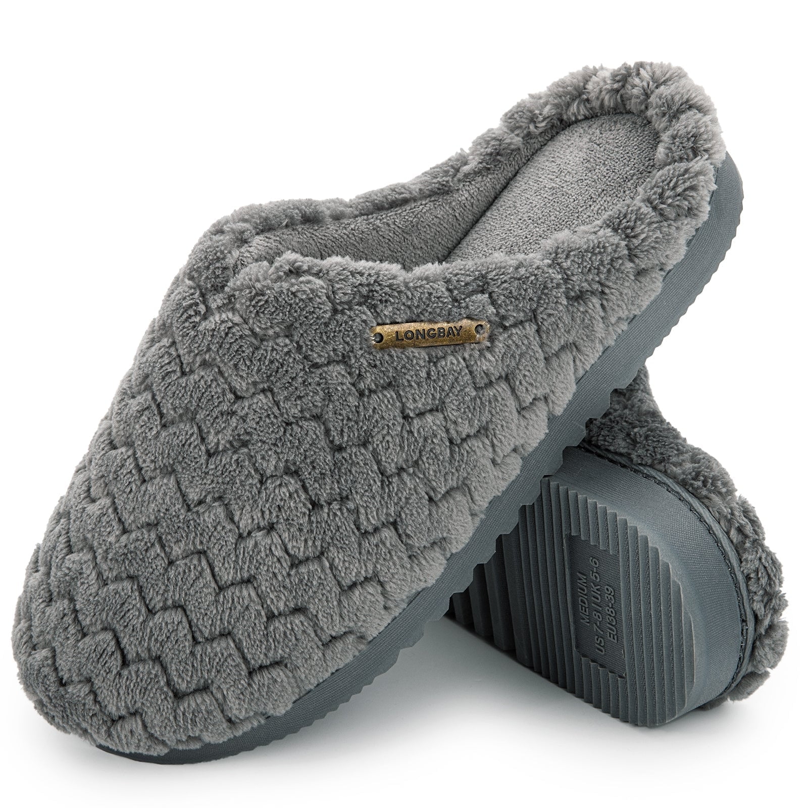 LongBay Women’s Soft Flannel Memory Foam Slippers Slip on House Fuzzy ...