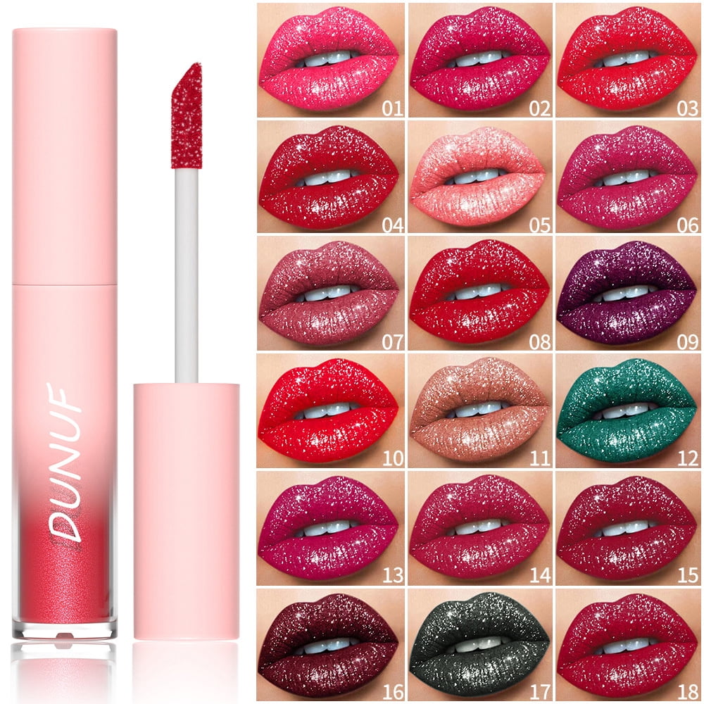 LongDay 1pcs Shiny Diamond Shimmer Glitter Lip Gloss Matte Pearl Liquid ...