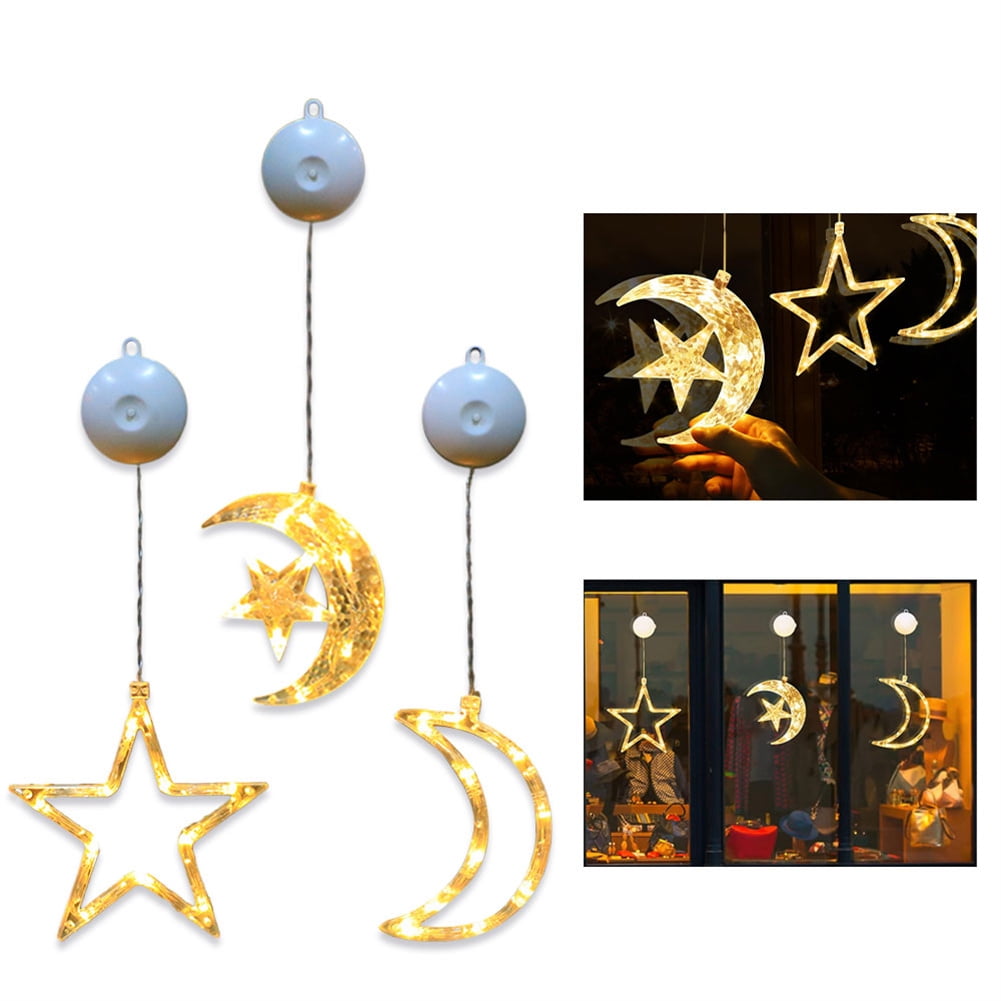 LongDay Ramadhan Decoration Moon Star Window Lights 3-Pack Eid ...