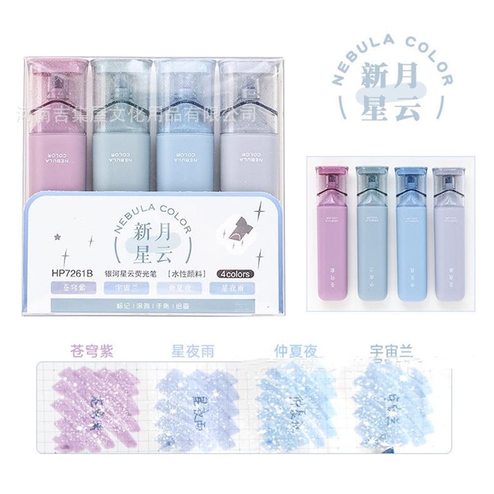 LongDay Shimmer Markers Set, Glitter Markers Flexible Nebula Color ...