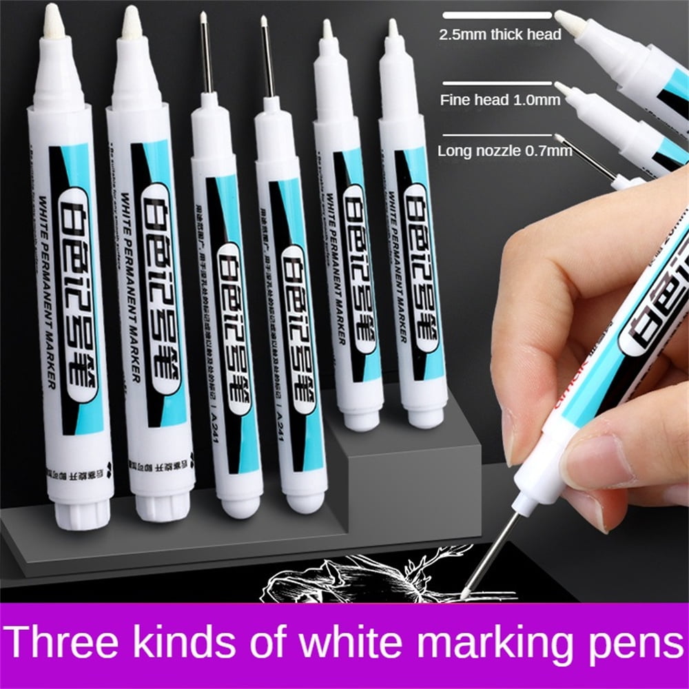LongDay White Mark Pen Oily Waterproof White Graffiti Sketch Mark Pen ...