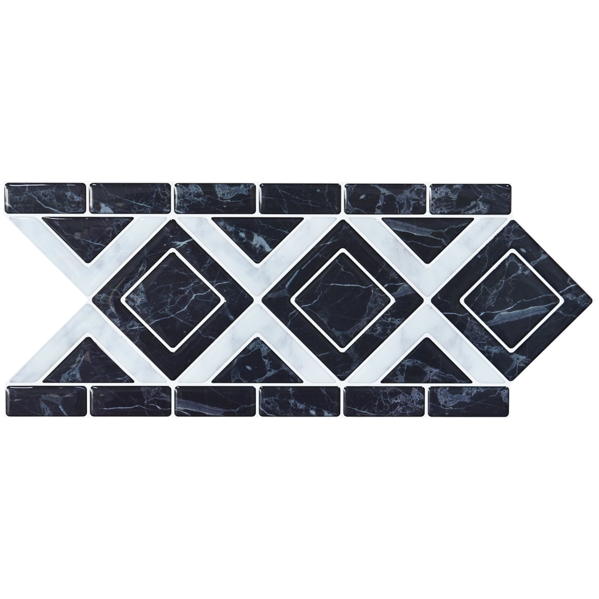 LongKing Ink Blue 12.4 in. x 5 in. Peel and Stick Waist Line Mosaic ...